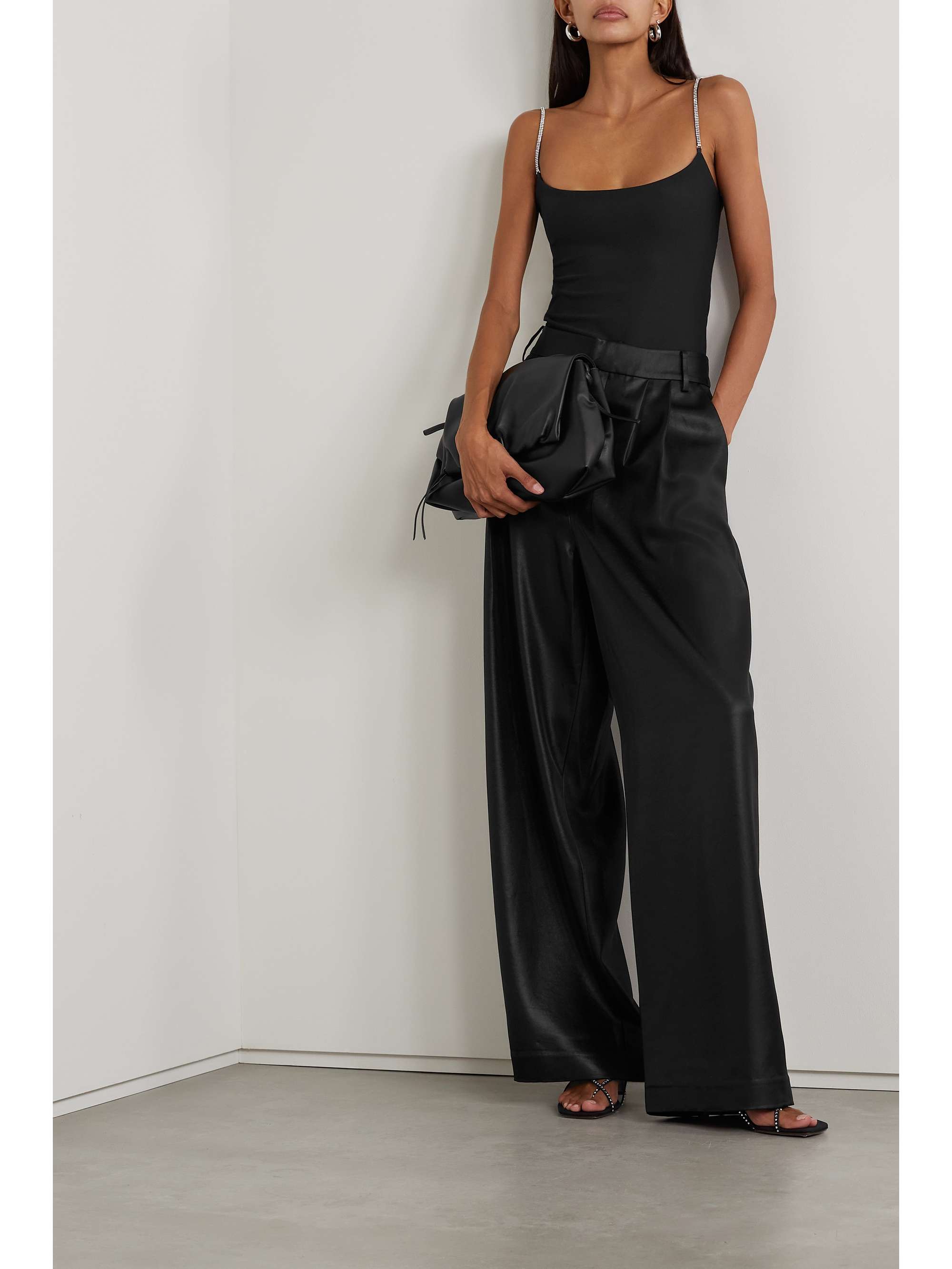 Alix Nyc Hirst Crystal Embellished Cutout Stretch Jersey Thong Bodysuit
