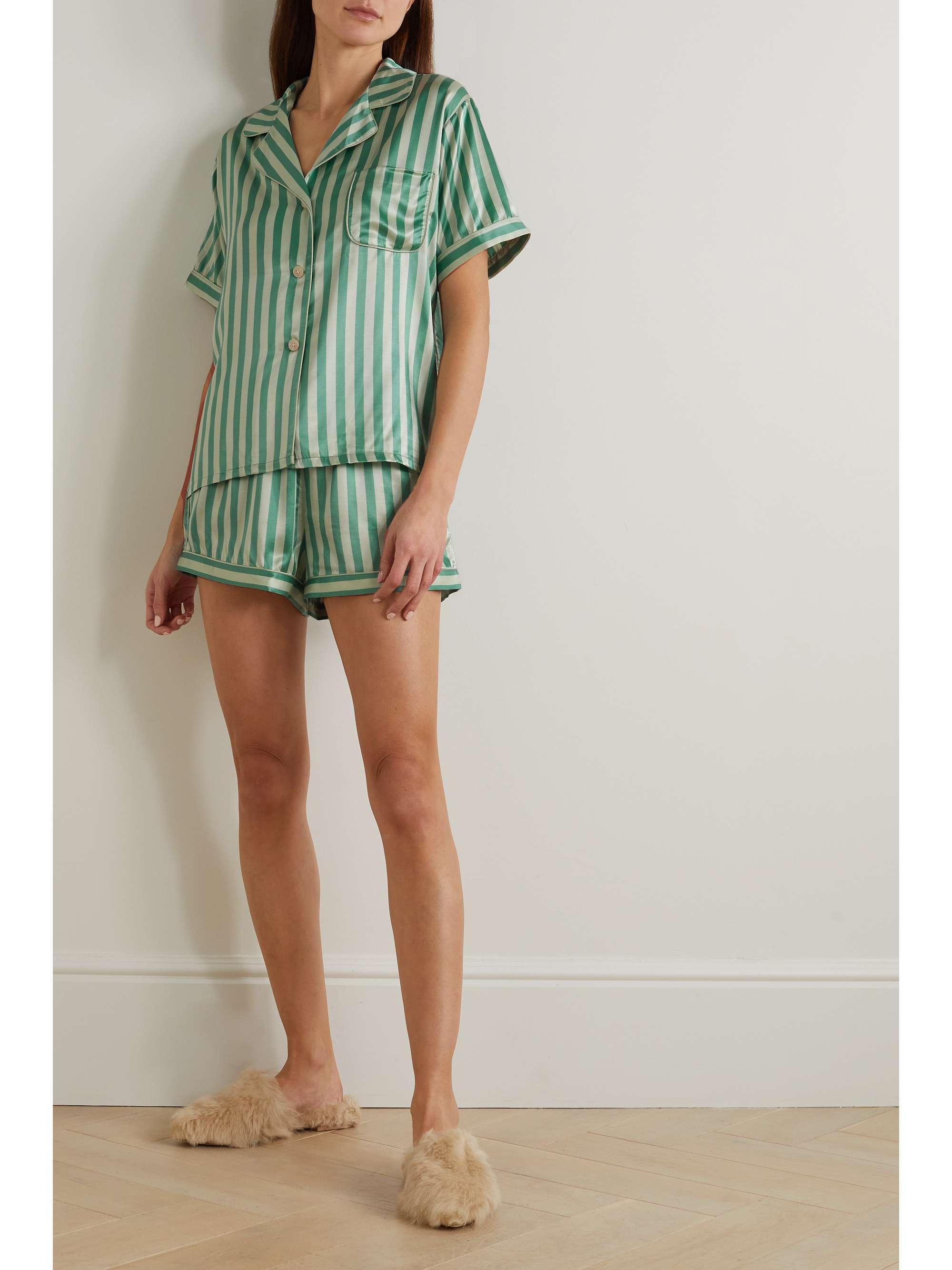 Morgan Lane Katelyn Fiona Striped Satin Pajama Set Net A Porter
