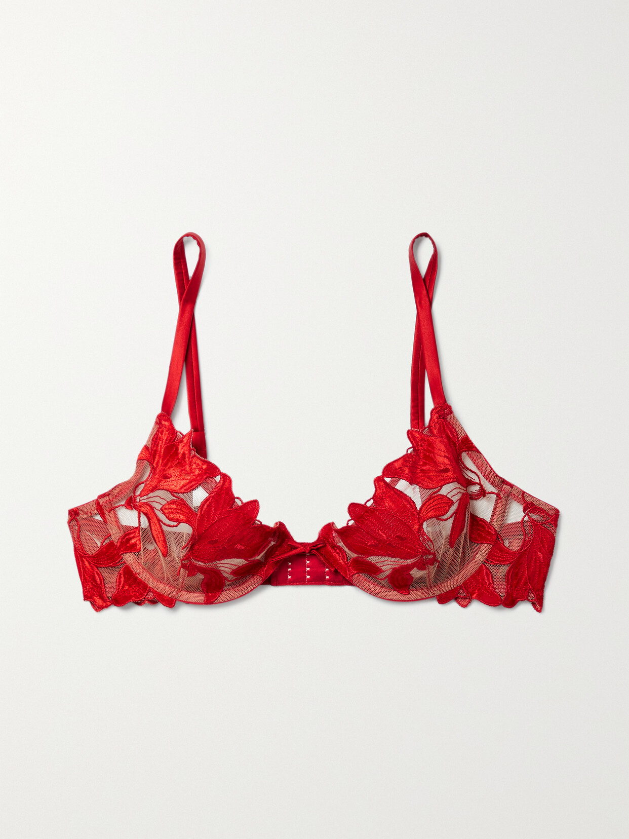 Fleur du Mal - Lily Velvet-trimmed Embroidered Tulle And Stretch-silk ...