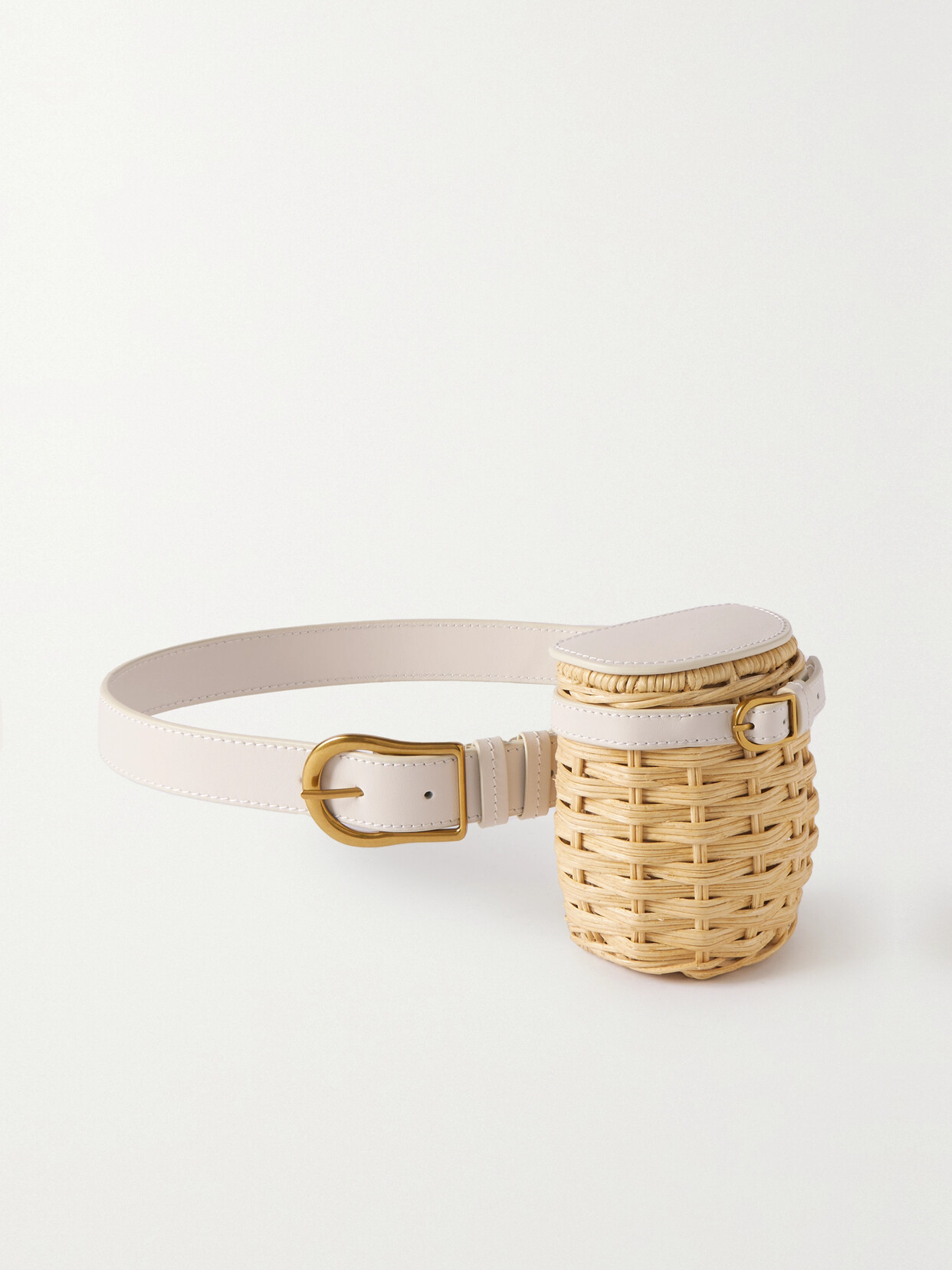 Zimmermann Mini Leather-trimmed Wicker Belt Bag In Neutrals | ModeSens