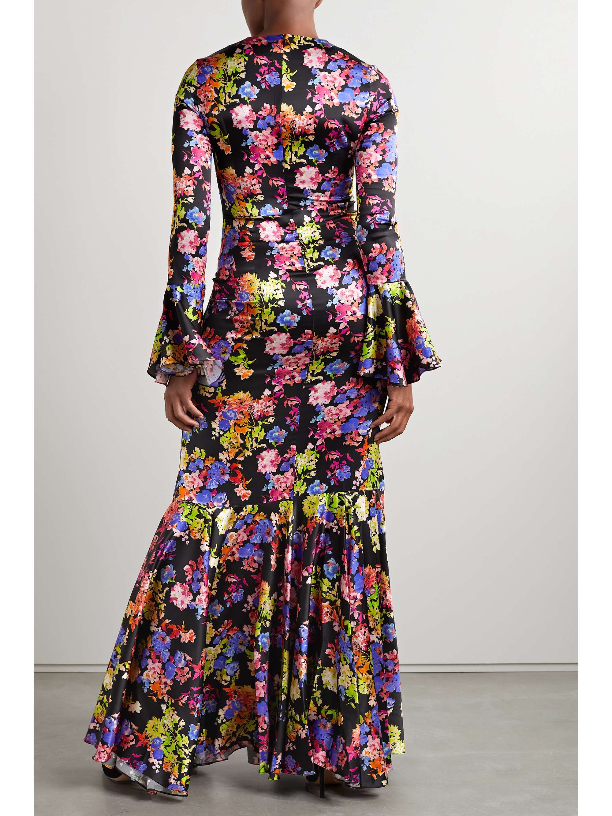 CAROLINE CONSTAS Allonia floral-print stretch-silk gown | NET-A-PORTER