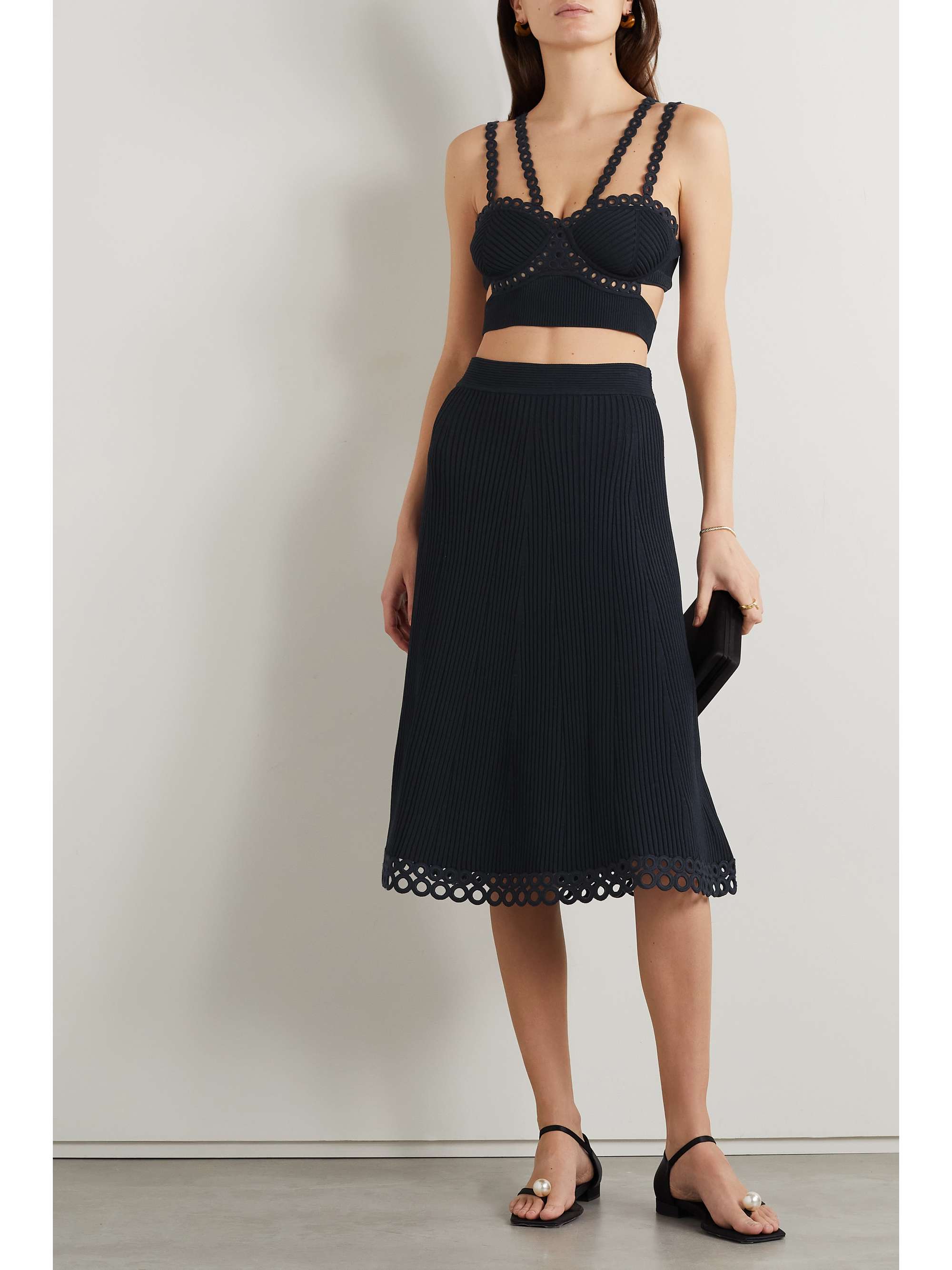Simkhai Liana Embellished Cutout Ribbed Knit Bralette Net A Porter