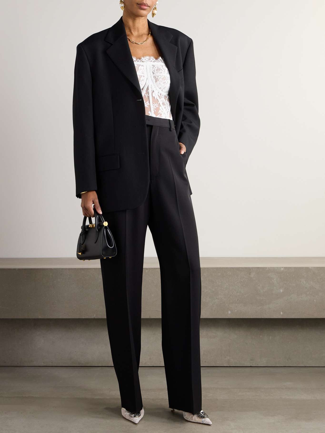 DOLCE&GABBANA Grosgrain-trimmed lace bustier top | NET-A-PORTER