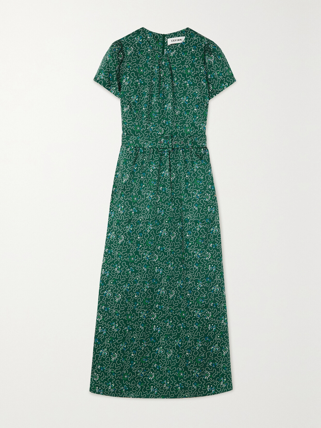 Cefinn The Nina Belted Printed Recycled-twill Midi Dress In Green ...