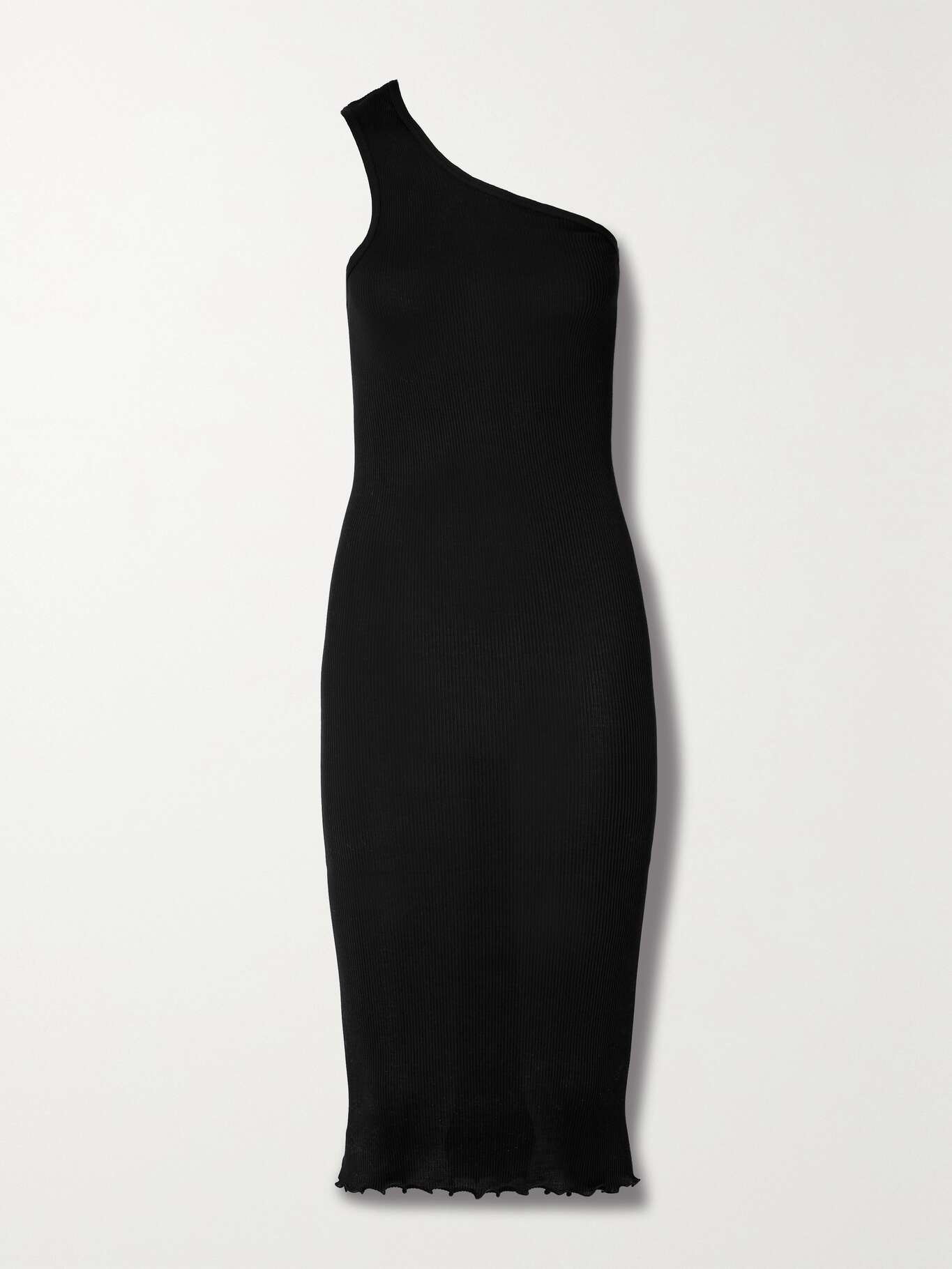 Black One-shoulder asymmetric ribbed silk dress | GIVENCHY | NET-A-PORTER