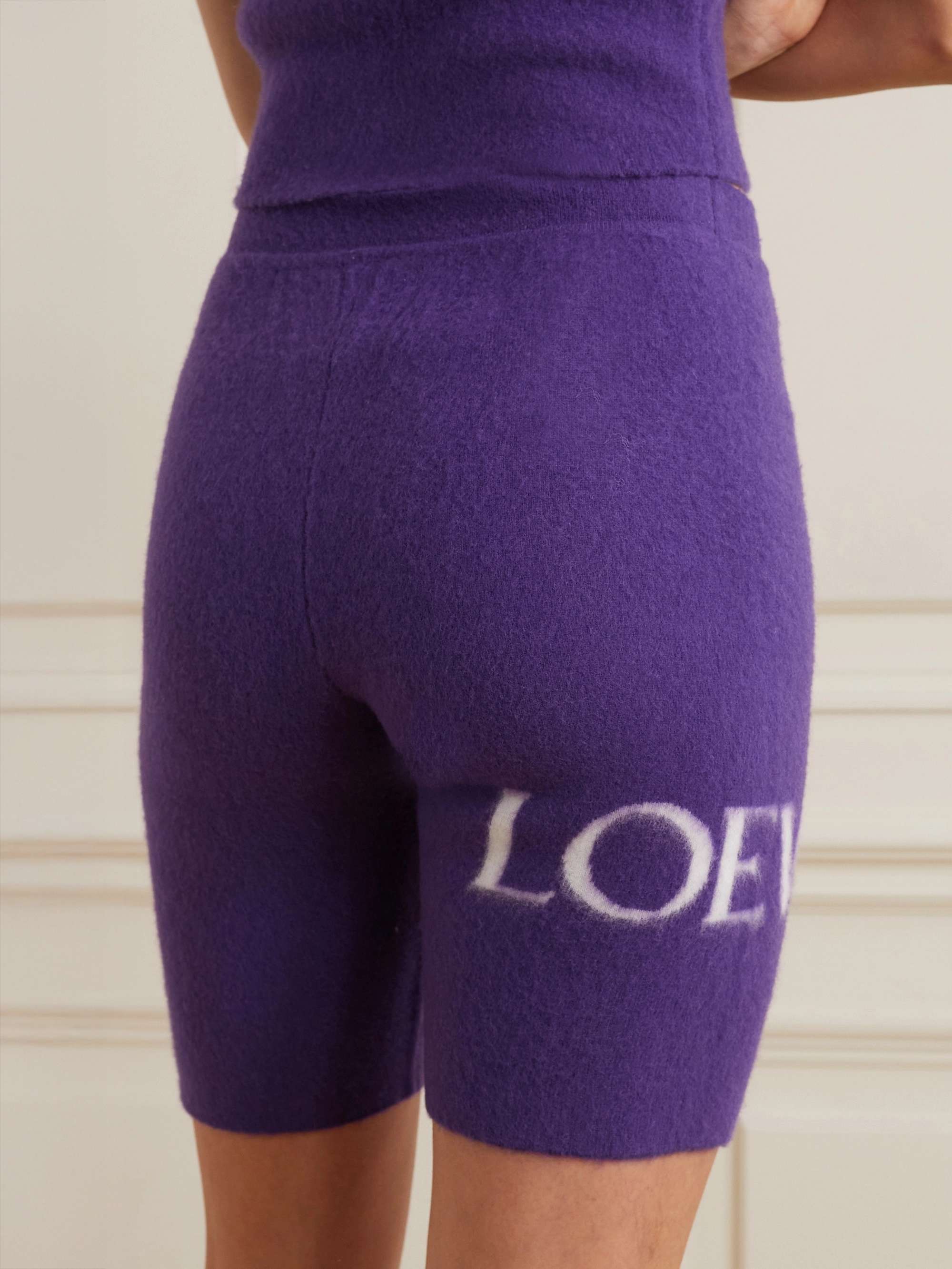 LOEWE Brushed jacquard-knit wool-blend shorts | NET-A-PORTER