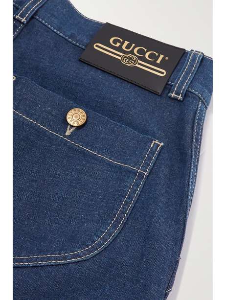 GUCCI Wide-leg coated-canvas trimmed jeans | NET-A-PORTER