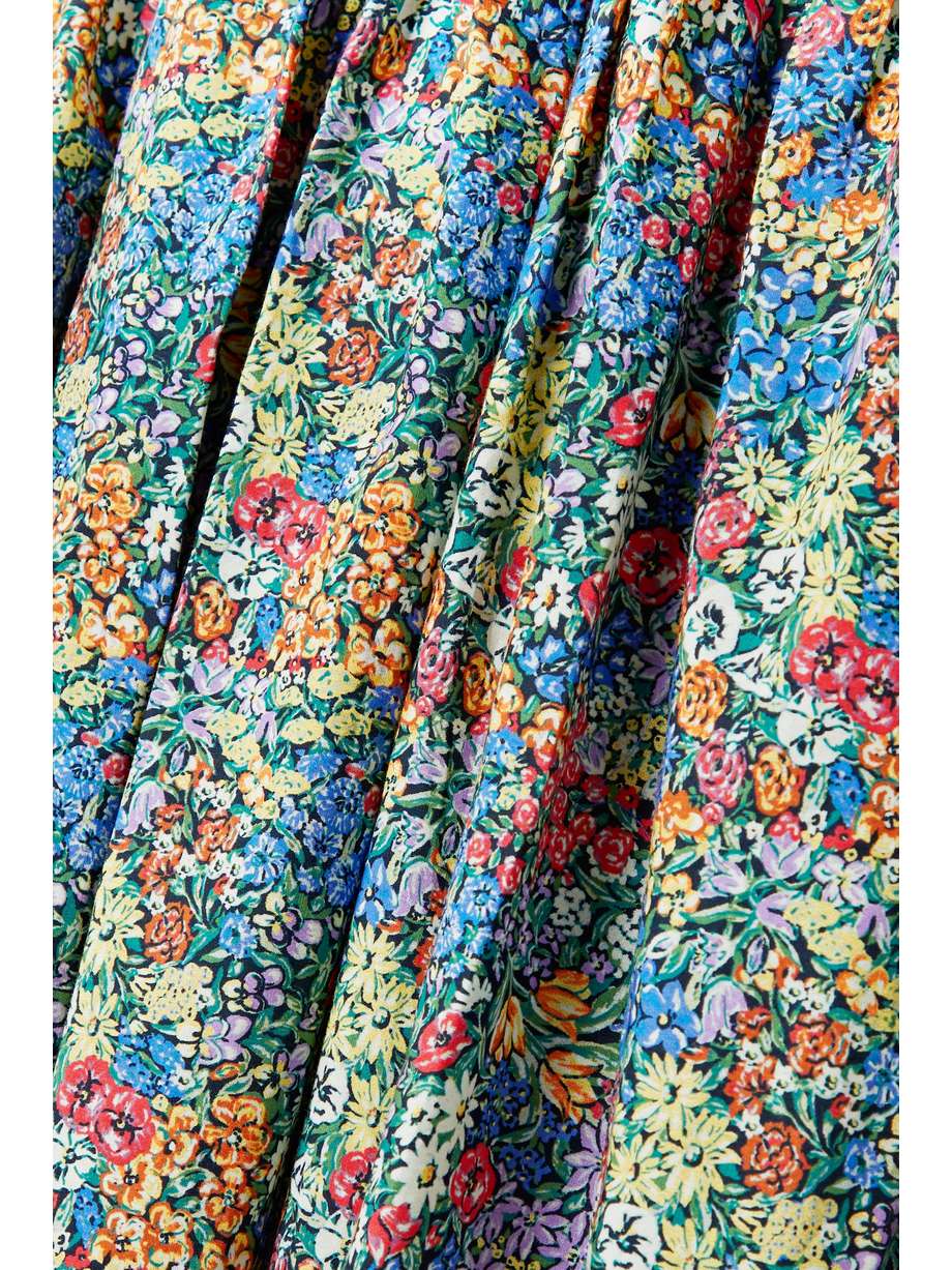 BATSHEVA + Laura Ashley Tye tie-detailed floral-print cotton-poplin ...