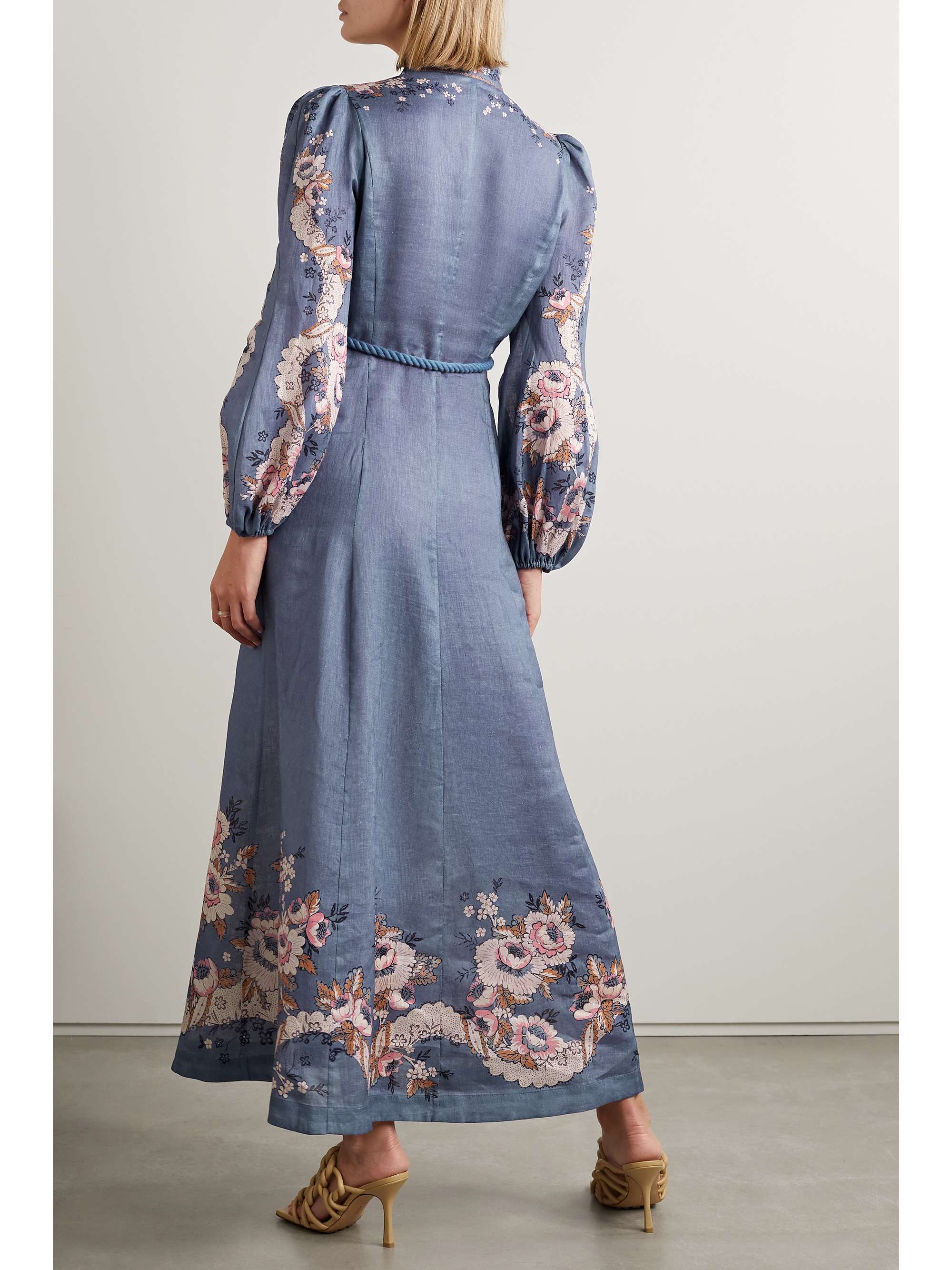 Zimmermann Vitali Belted Floral Print Linen Maxi Dress Net A Porter