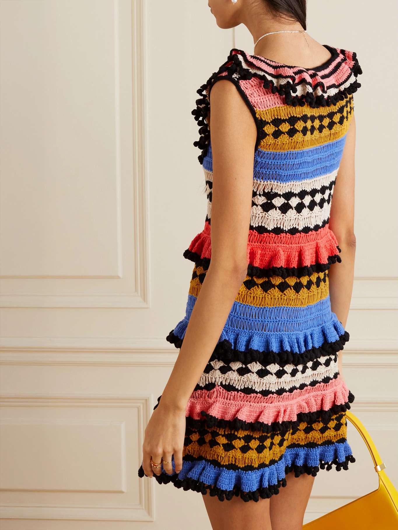 ZIMMERMANN Tiggy Frill crochet-knit cotton mini dress | NET-A-PORTER