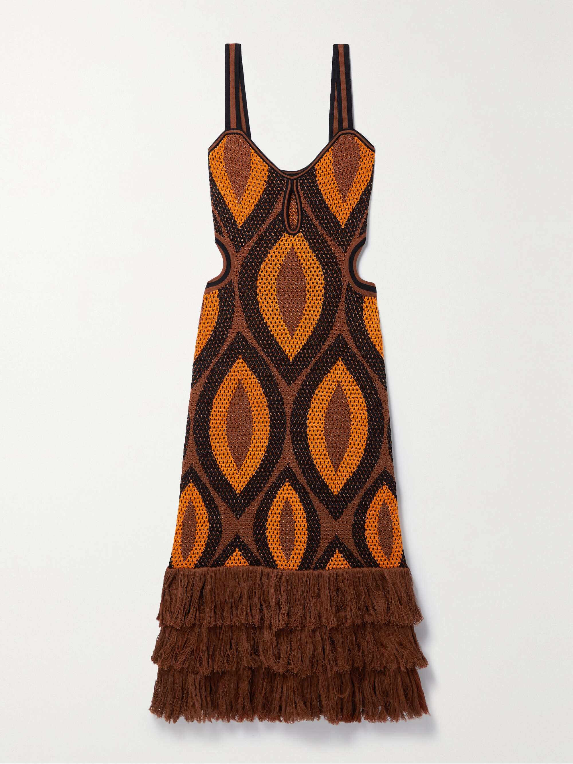JOHANNA ORTIZ Cultural Roots cutout fringed crocheted Pima cotton maxi ...