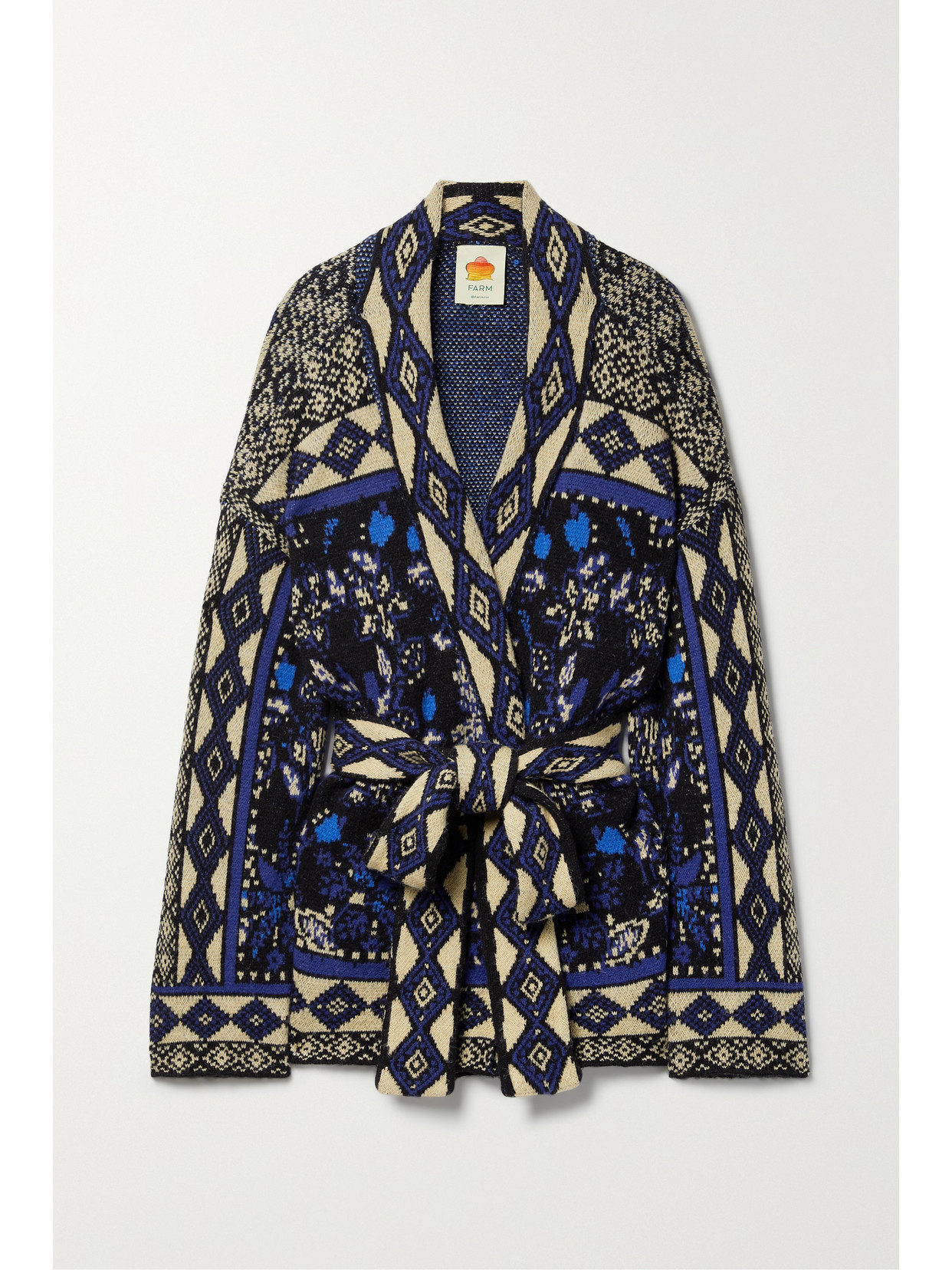 Farm Rio Beaded Jacquard-knit Cardigan In Black | ModeSens