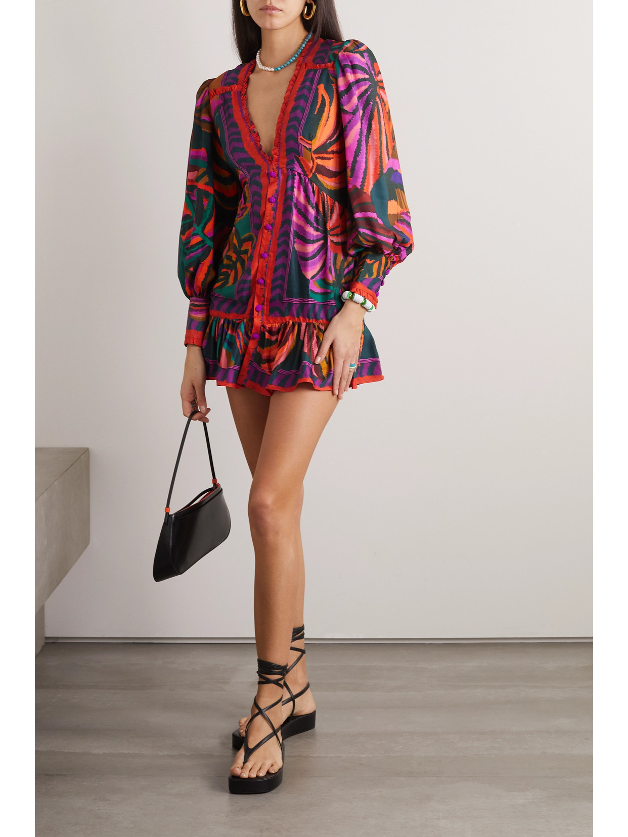 Farm Rio Graphic Foliage Lenzing™ Ecovero™ Viscose Mini Dress In ...