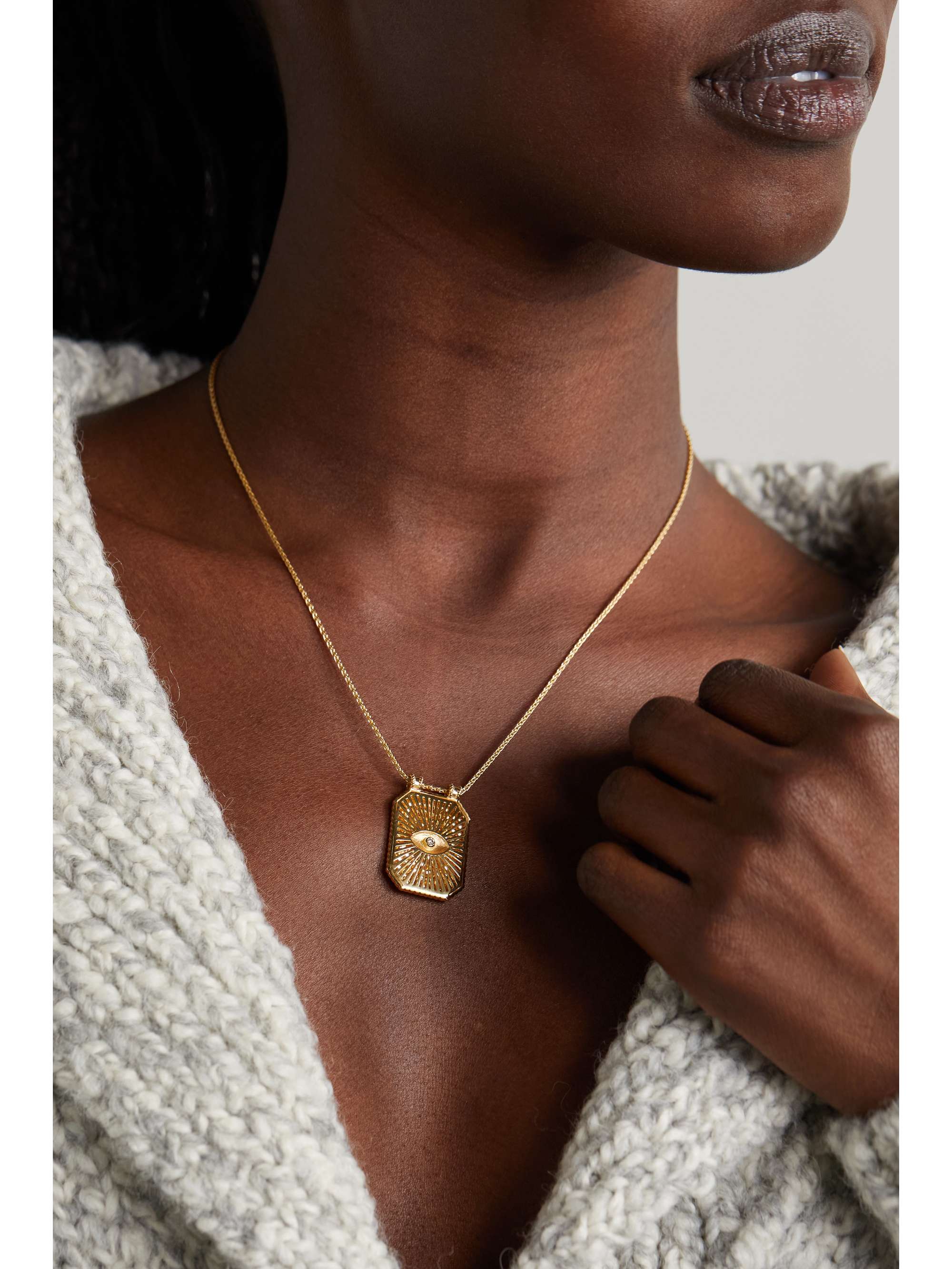 MARIE LICHTENBERG Eye Protect 18-karat gold diamond necklace | NET-A-PORTER