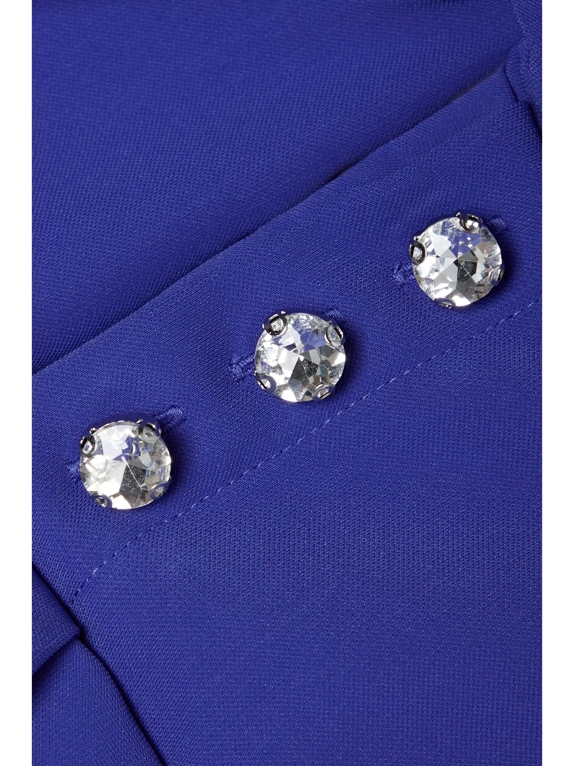 Royal Blue Crystal Embellished Wrap Effect Crepe Midi Dress Self