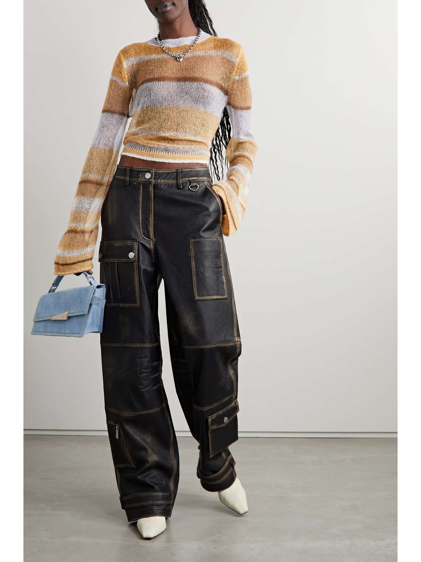 ACNE STUDIOS Striped open-knit mohair-blend sweater | NET-A-PORTER