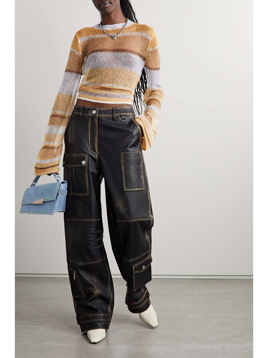 ACNE STUDIOS Striped open-knit mohair-blend sweater | NET-A-PORTER