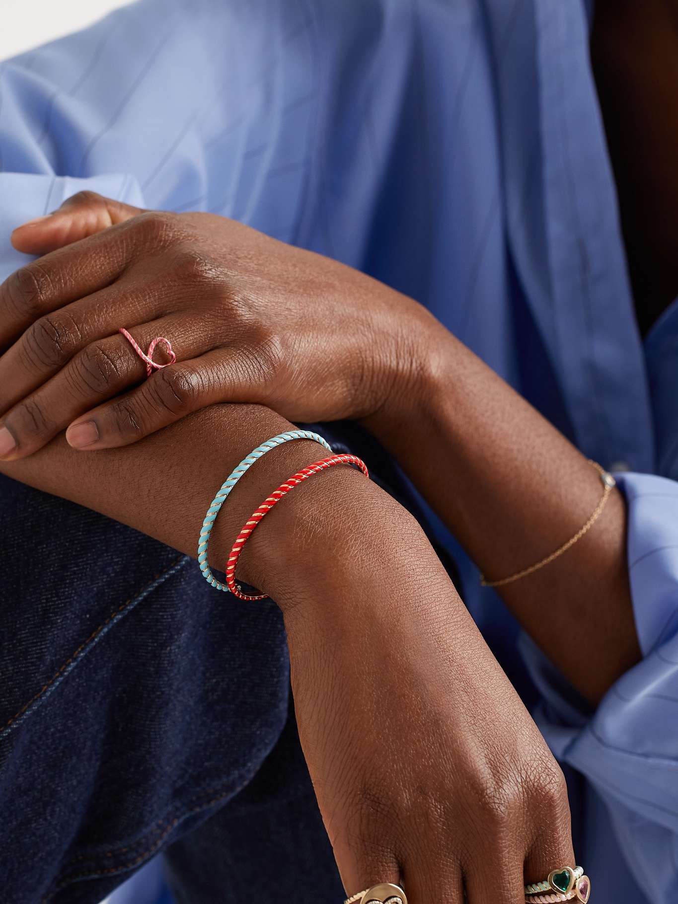 Red Streamer 14-karat gold and enamel cuff | ALISON LOU | NET-A-PORTER