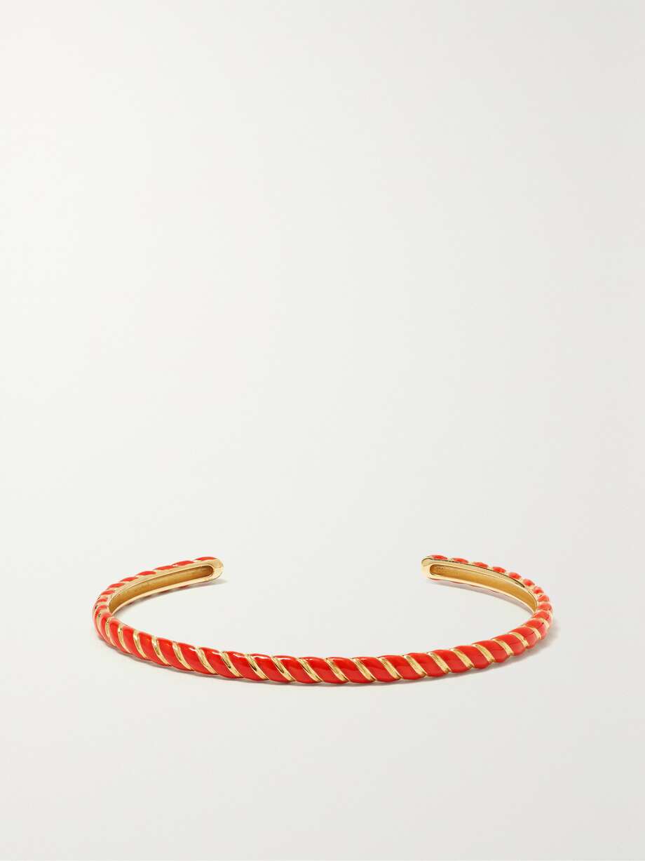 Red Streamer 14-karat gold and enamel cuff | ALISON LOU | NET-A-PORTER