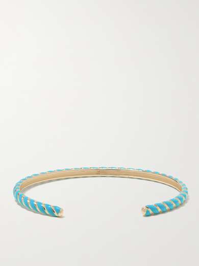 Blue Streamer 14-karat gold and enamel cuff | ALISON LOU | NET-A-PORTER