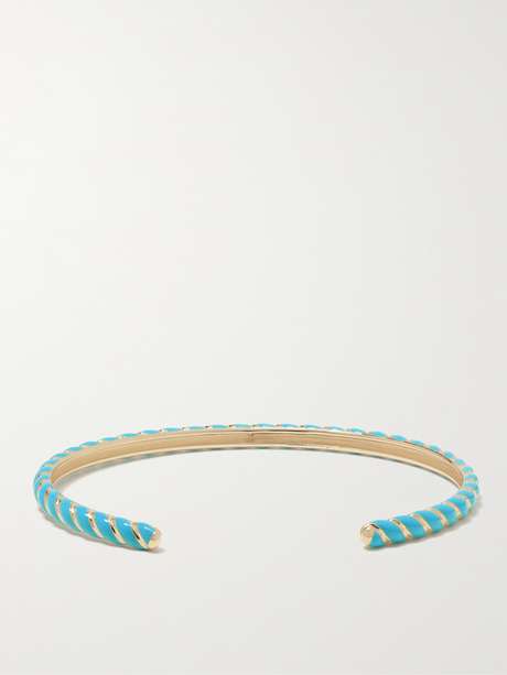 Blue Streamer 14-karat gold and enamel cuff | ALISON LOU | NET-A-PORTER