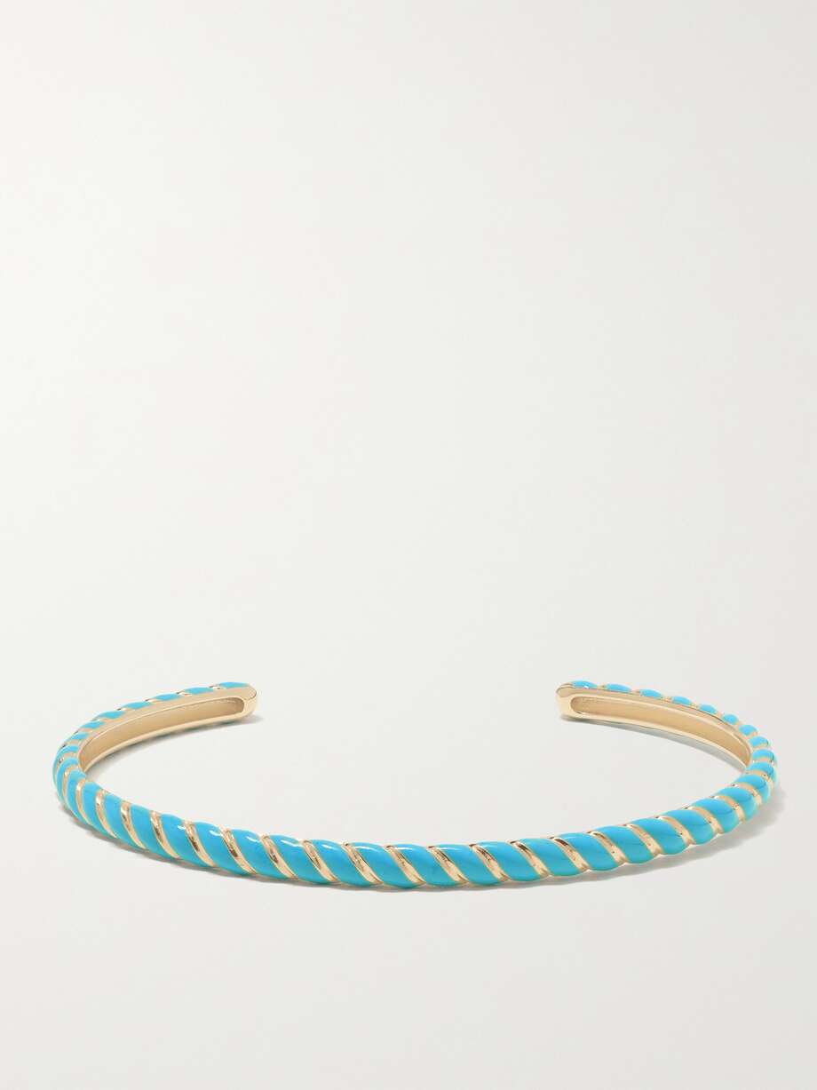 ALISON LOU Streamer 14-karat gold and enamel cuff | NET-A-PORTER