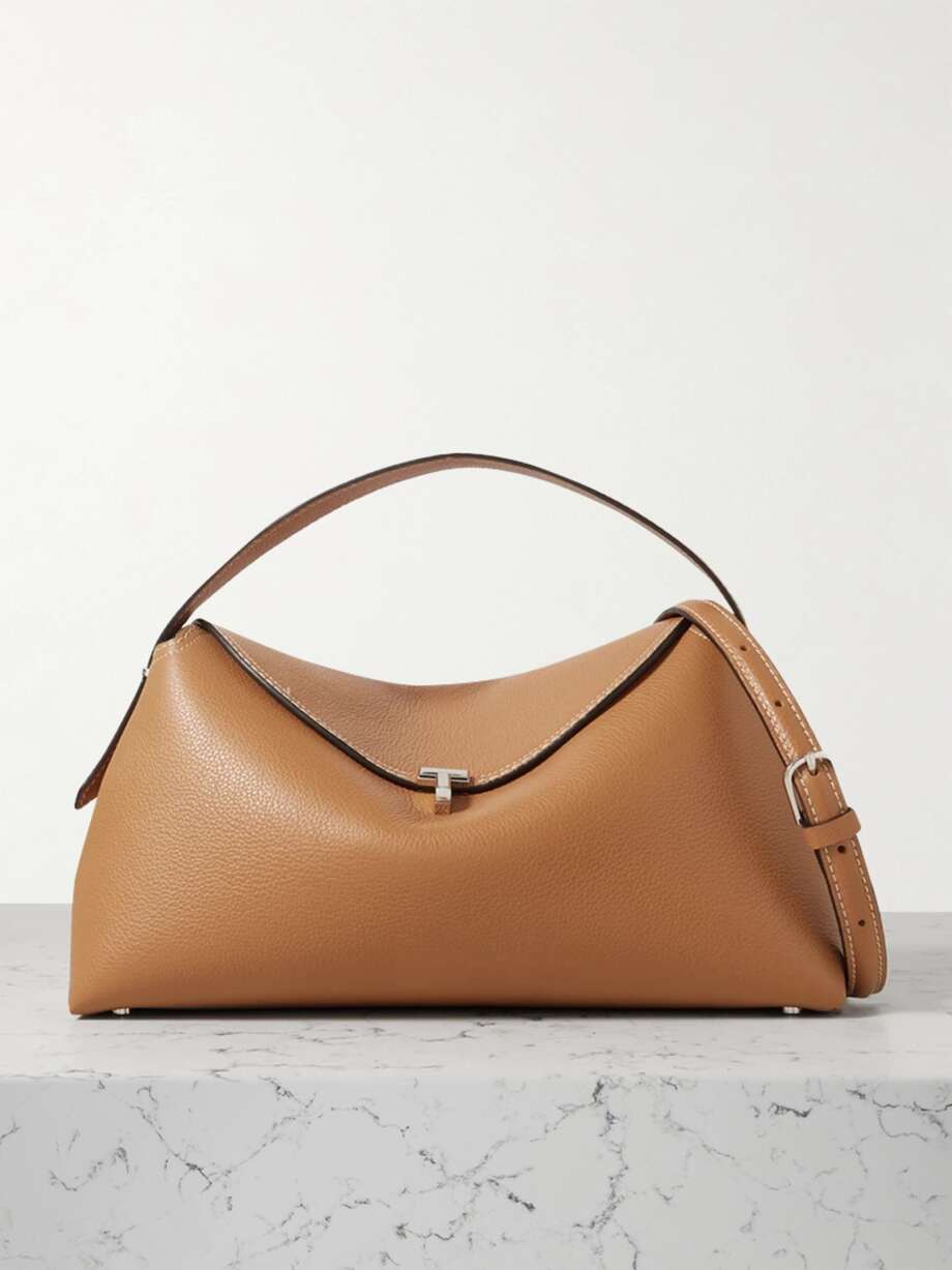 TOTEME T-Lock textured-leather shoulder bag | NET-A-PORTER