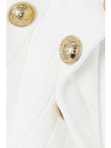 White Button-embellished ribbed-knit tank | BALMAIN | NET-A-PORTER