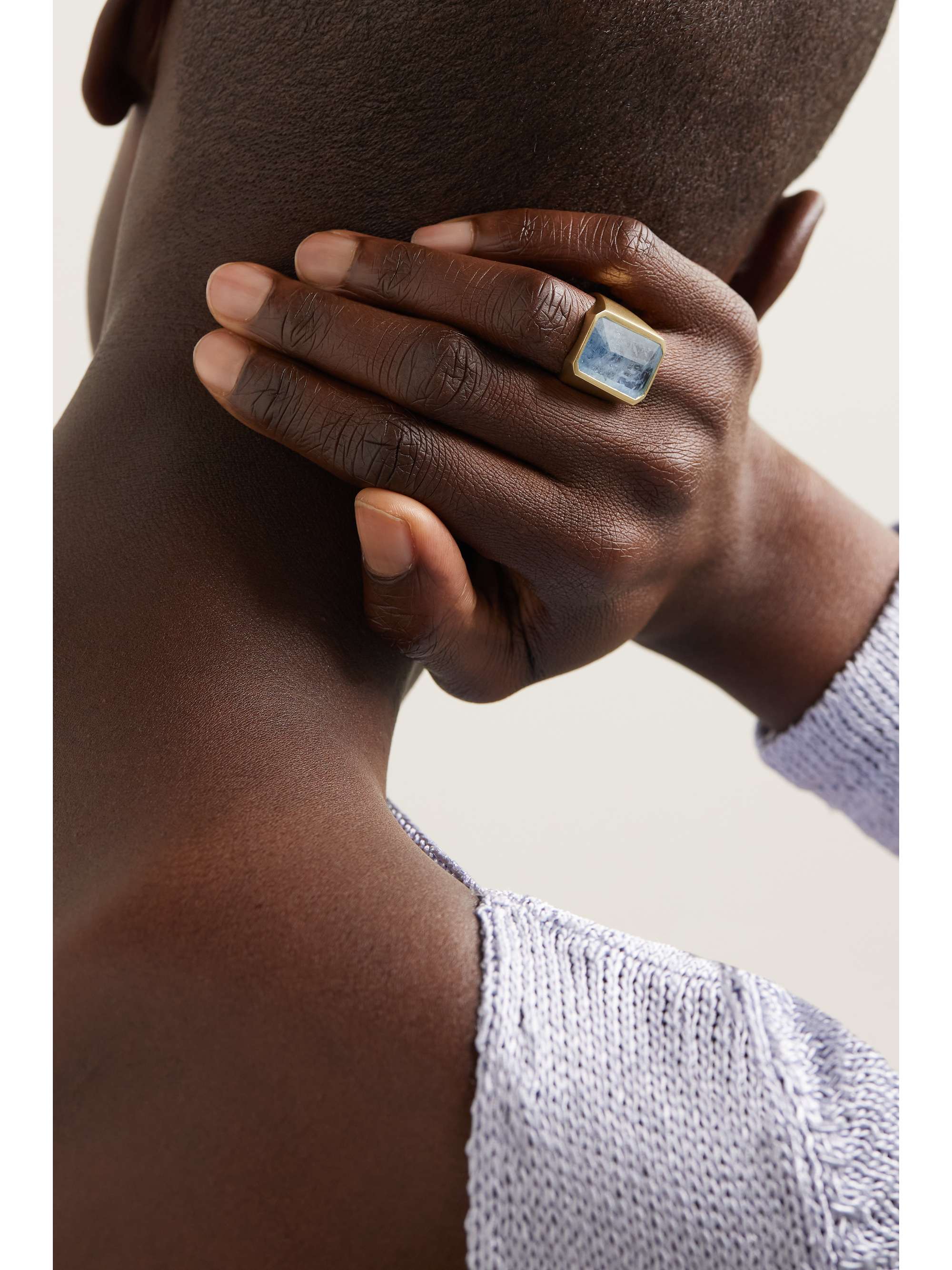 IRENE NEUWIRTH Classic Bezel Cigar 18-karat gold aquamarine ring | NET ...