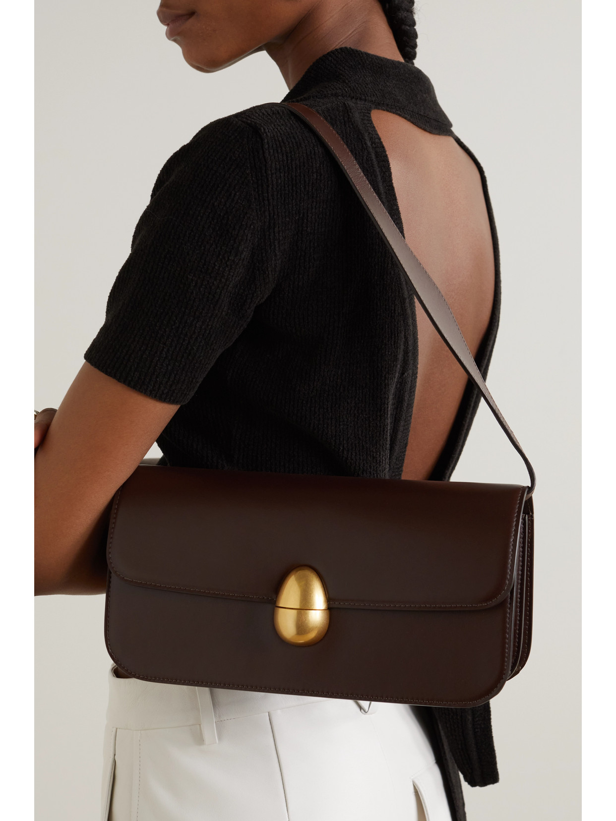 Neous Phoenix Leather Shoulder Bag In Dark Chocolate | ModeSens