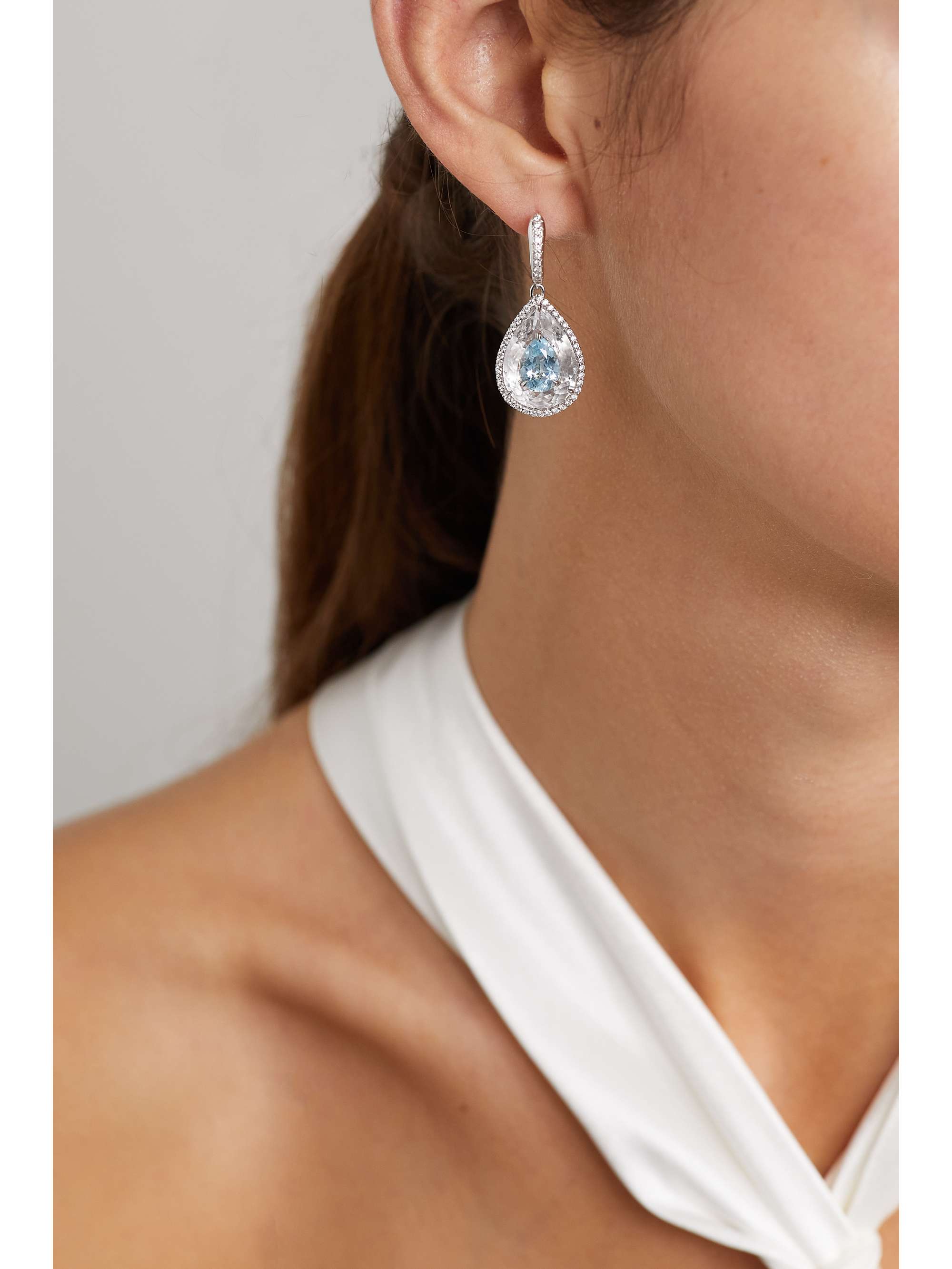 BOGHOSSIAN 18-karat white gold multi-stone earrings | NET-A-PORTER