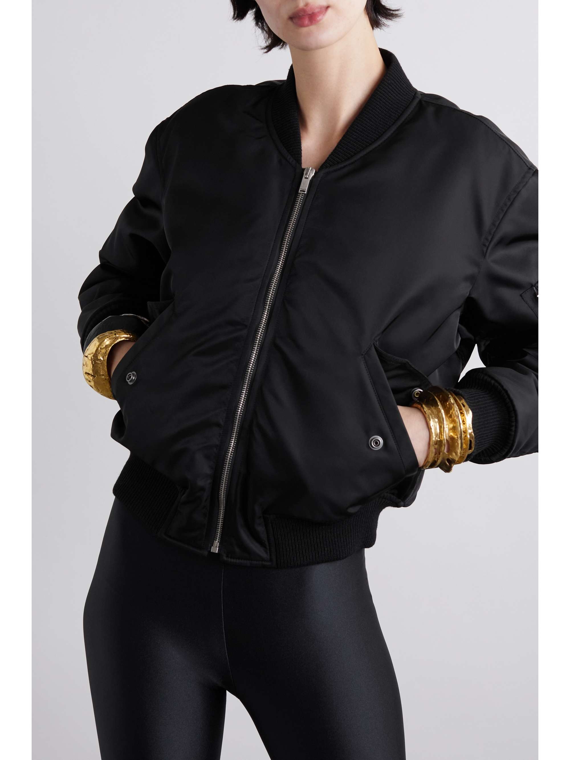 SAINT LAURENT Ruched padded shell bomber jacket | NET-A-PORTER