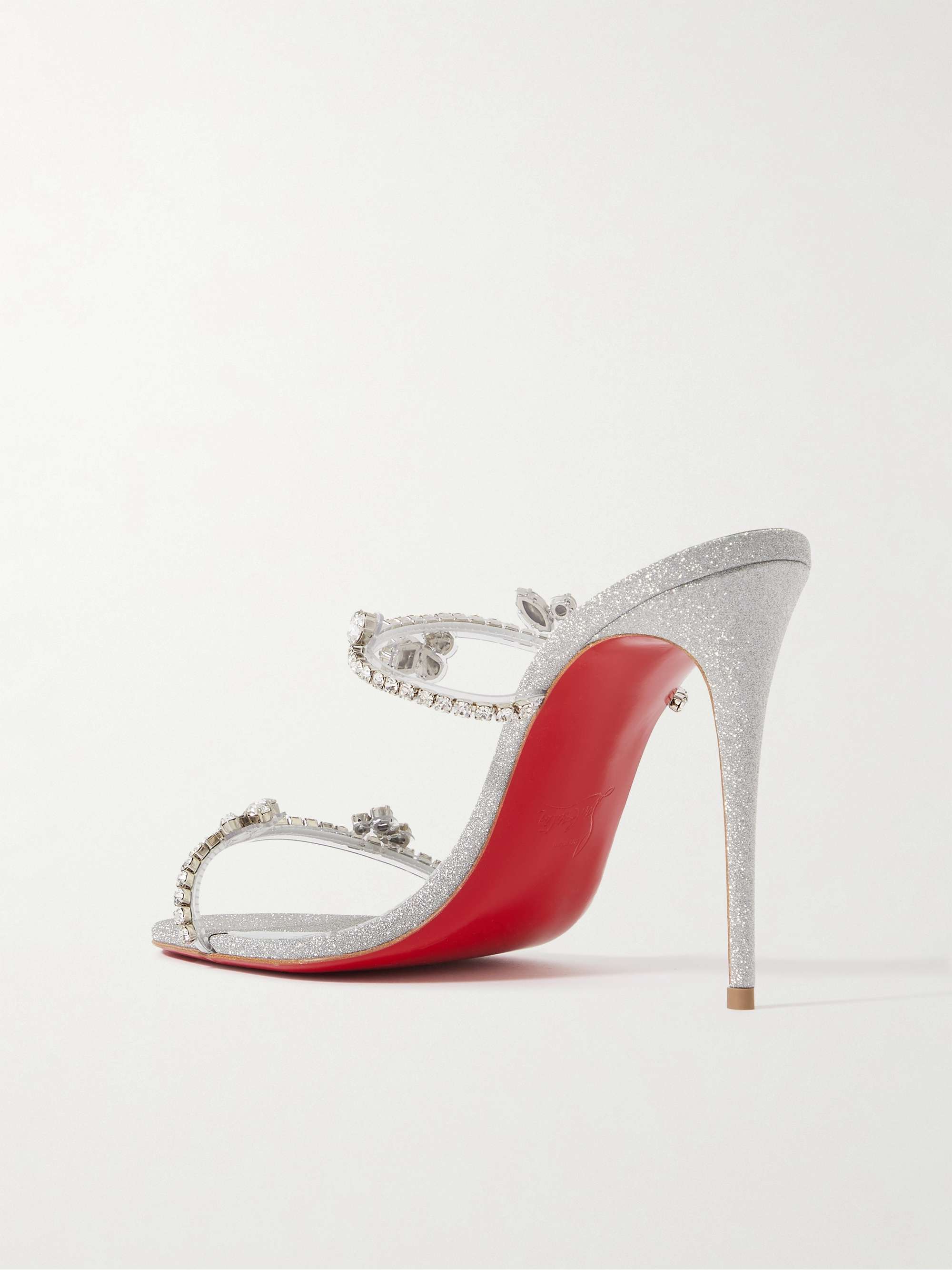 CHRISTIAN LOUBOUTIN Just Queen 100 crystal-embellished PVC mules | NET ...