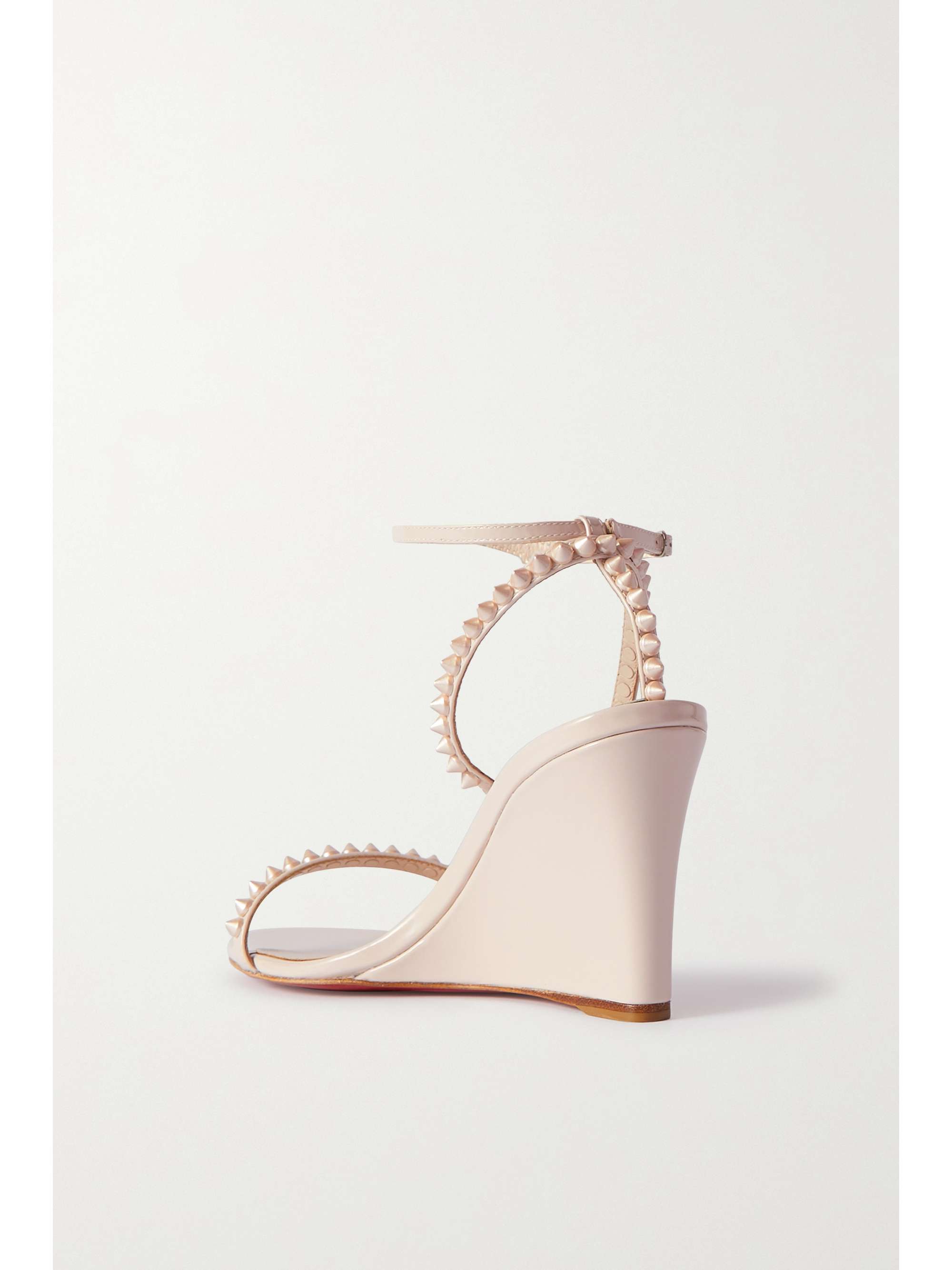 CHRISTIAN LOUBOUTIN So Me 85 studded patent-leather wedge sandals | NET ...