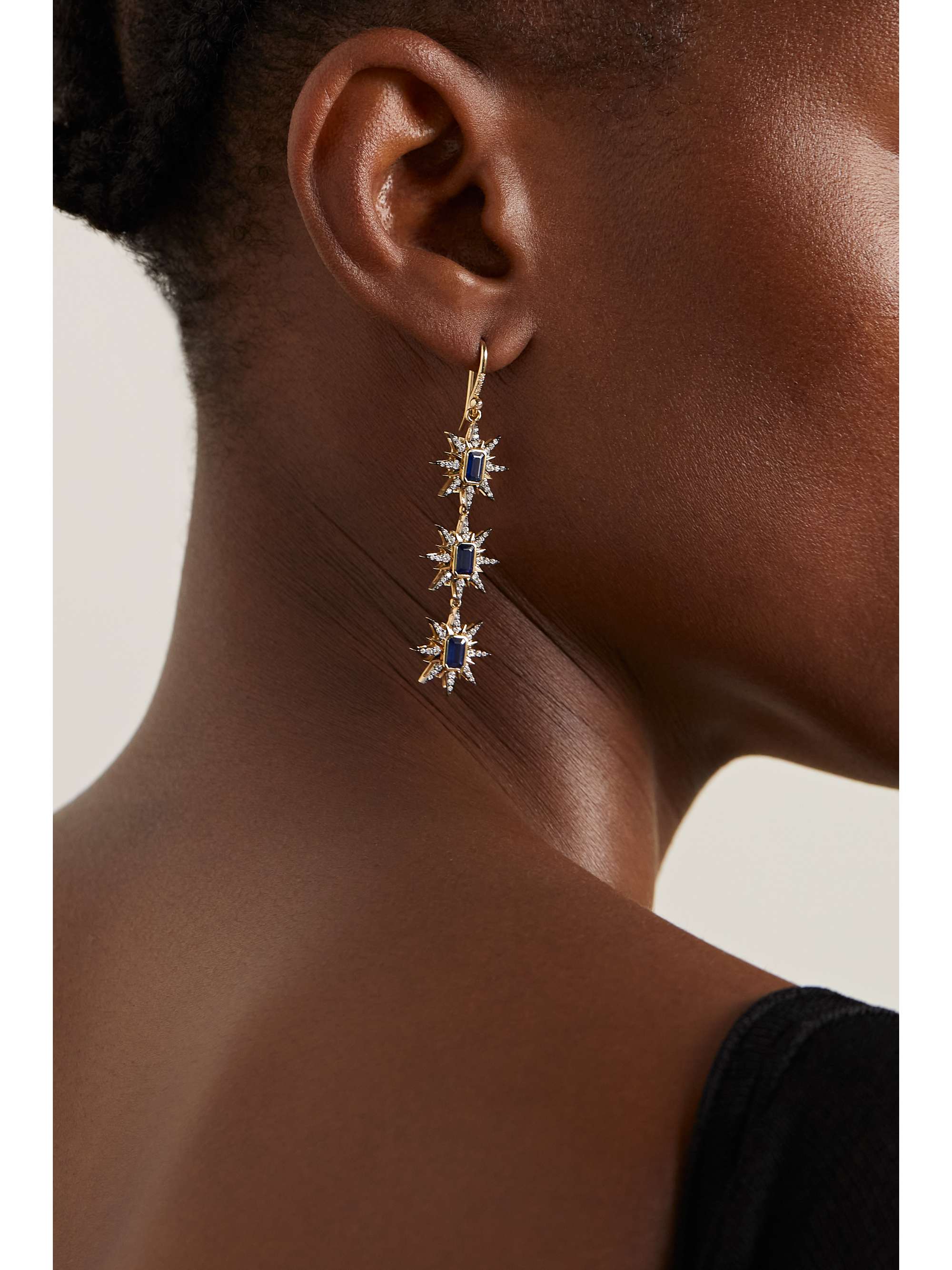 MARLO LAZ Multi Starburst 14-karat gold, sapphire and diamond earrings ...