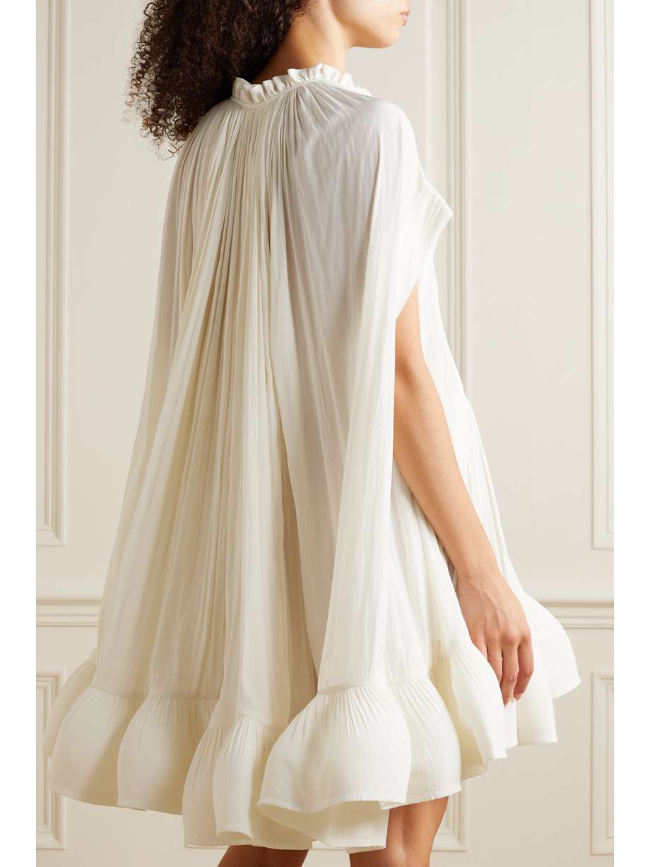 LANVIN Cape-effect tie-detailed crepe mini dress | NET-A-PORTER