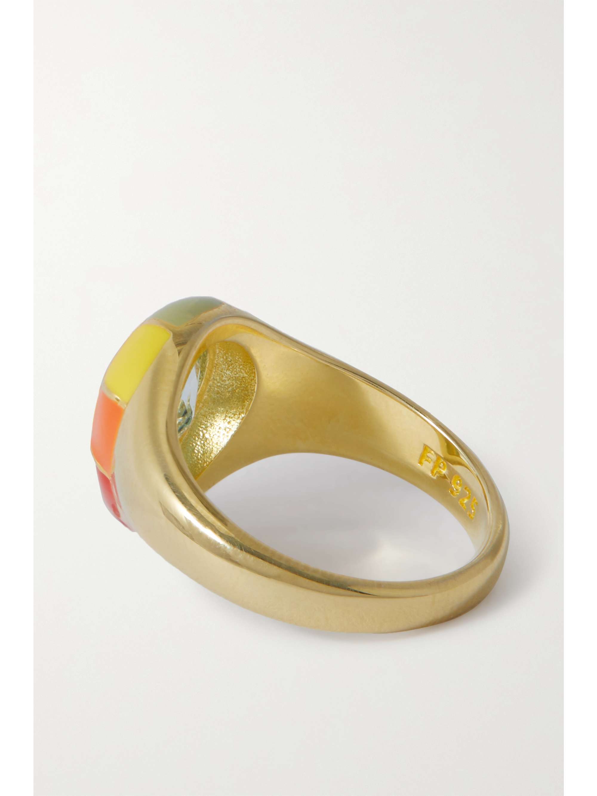 FRY POWERS Spectrum gold vermeil, topaz and enamel signet ring | NET-A ...