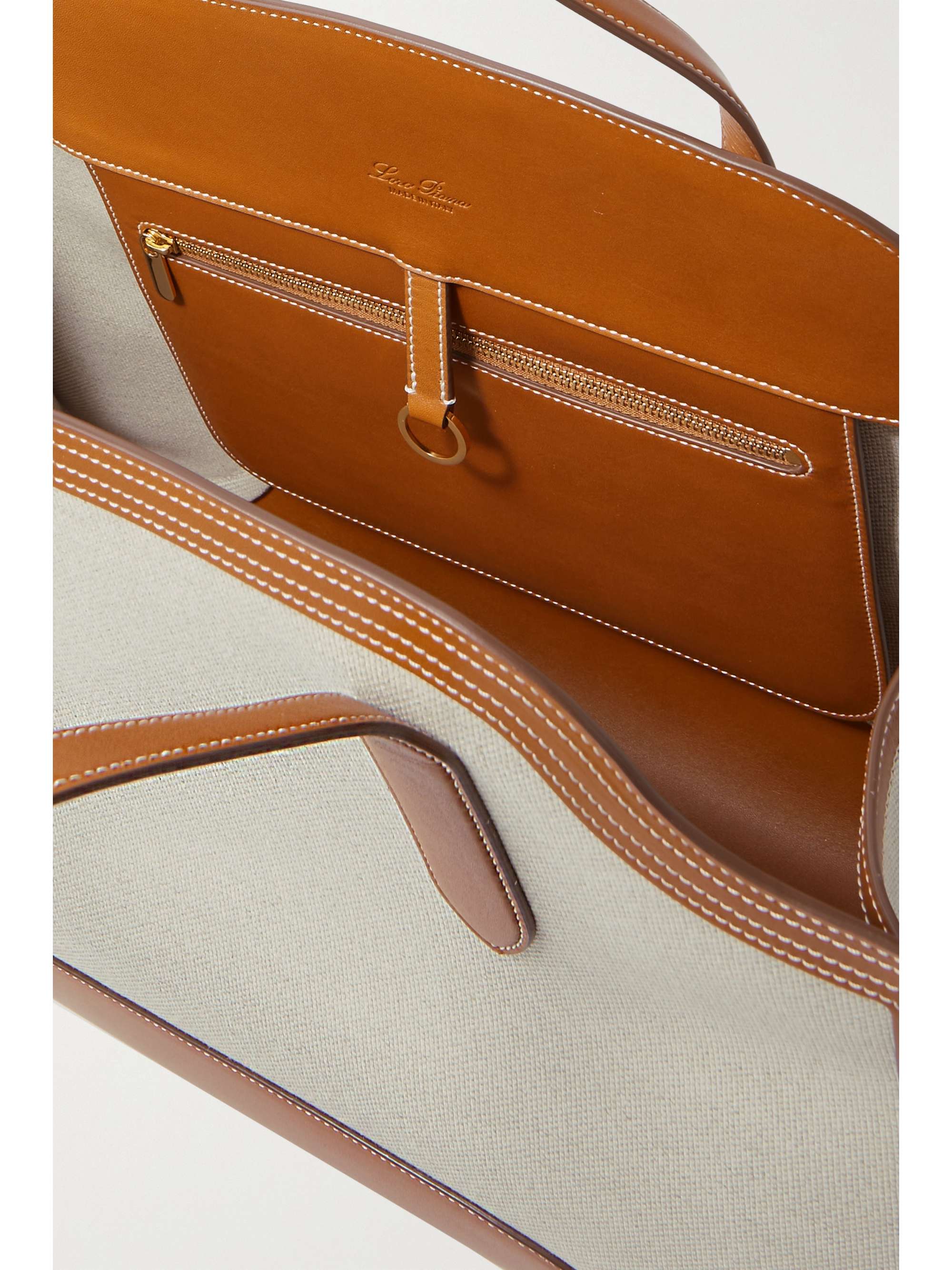 LORO PIANA Alba leather-trimmed canvas tote | NET-A-PORTER