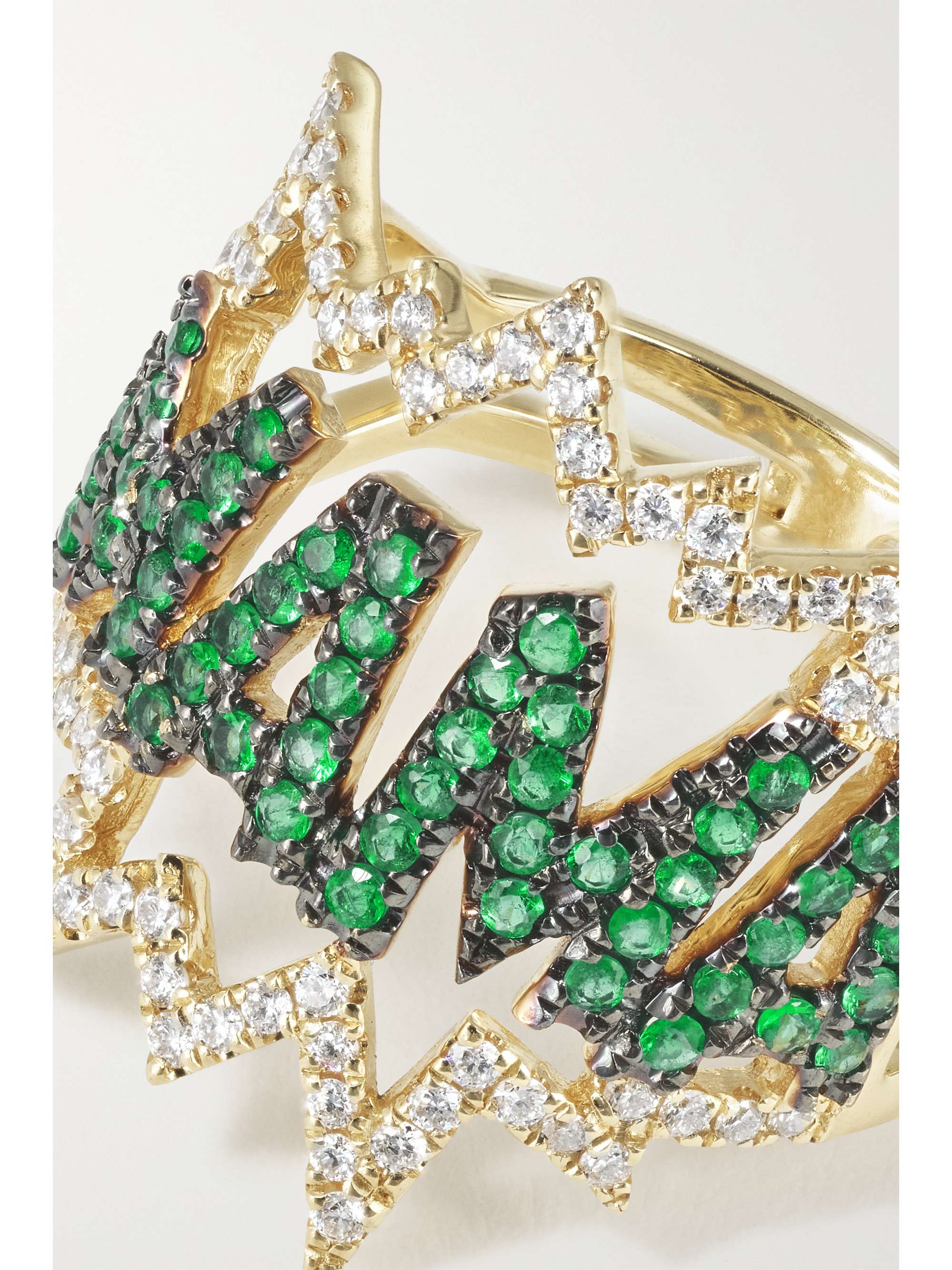 DIANE KORDAS Mama 18-karat gold, emerald and diamond ring | NET-A-PORTER