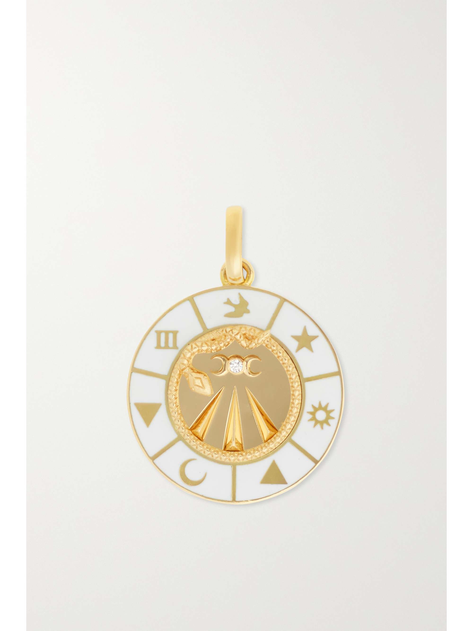 FOUNDRAE Wheel large 18-karat gold, diamond and enamel medallion | NET ...