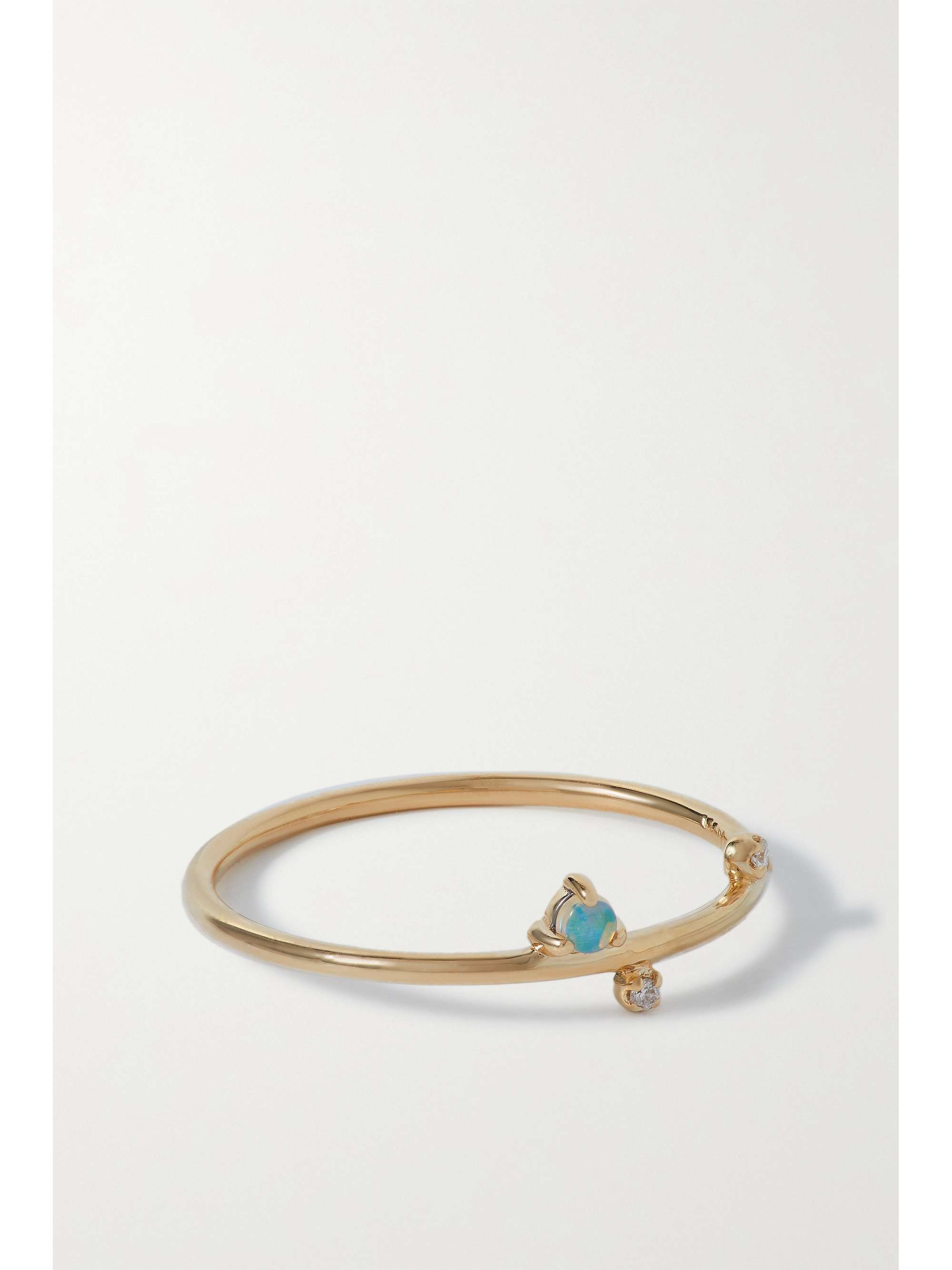 WWAKE Mini Three-Step recycled gold, opal and diamond ring | NET-A-PORTER