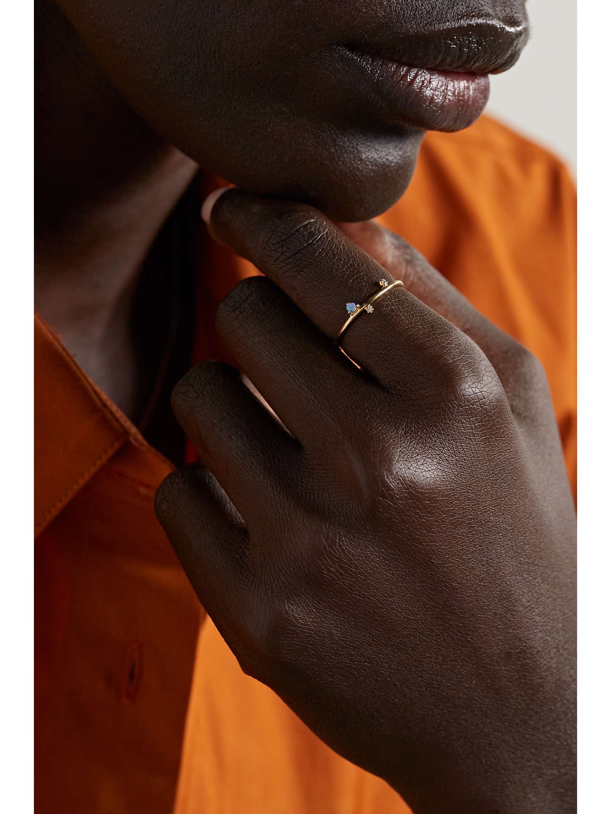 WWAKE Mini Three-Step recycled gold, opal and diamond ring | NET-A-PORTER