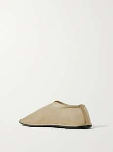 THE ROW Sock leather-trimmed mesh flats | NET-A-PORTER