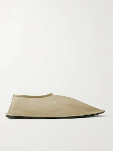 THE ROW Sock leather-trimmed mesh flats | NET-A-PORTER