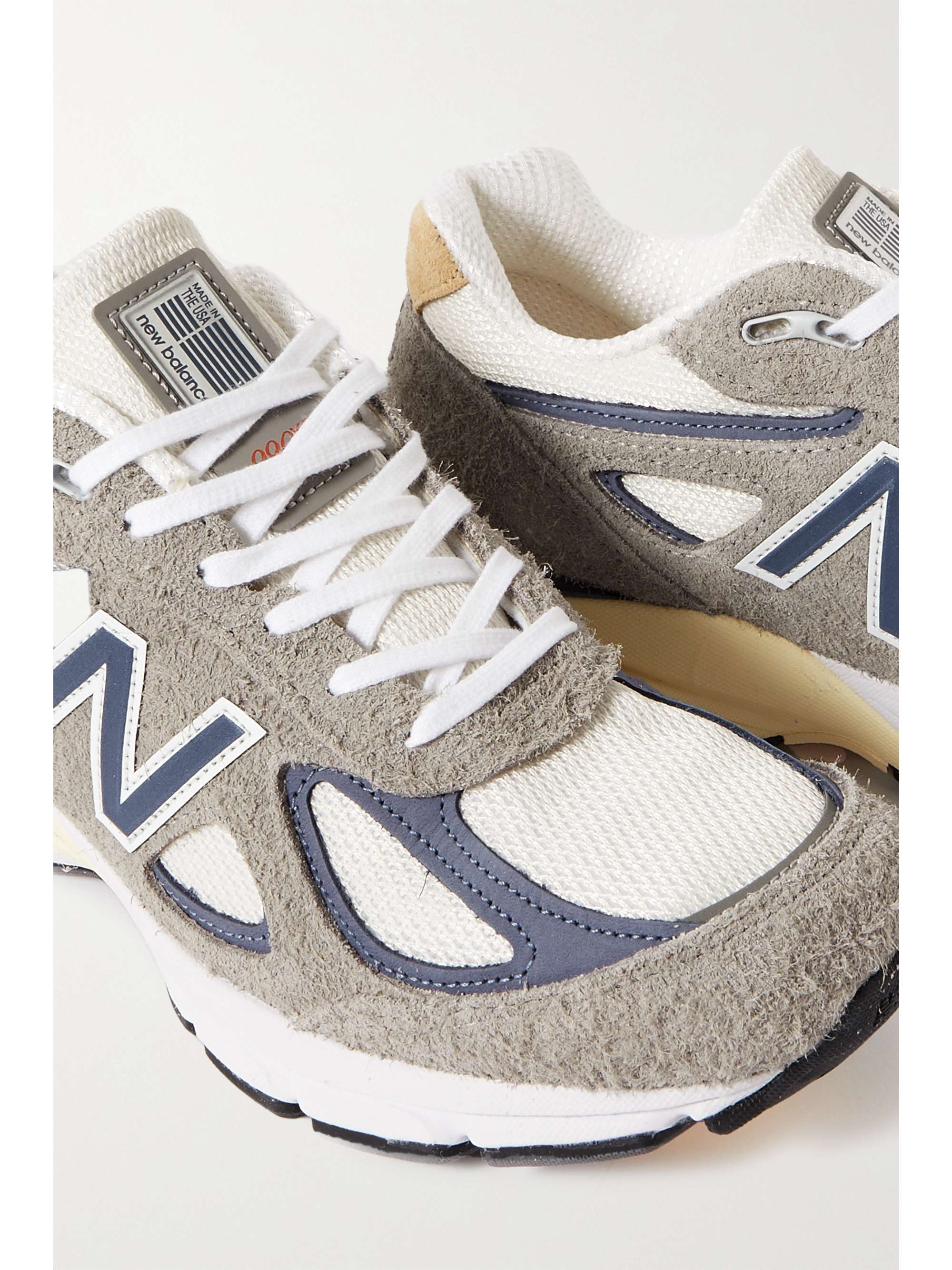 NEW BALANCE MADE in USA 990v4 mesh and leather-trimmed suede sneakers ...