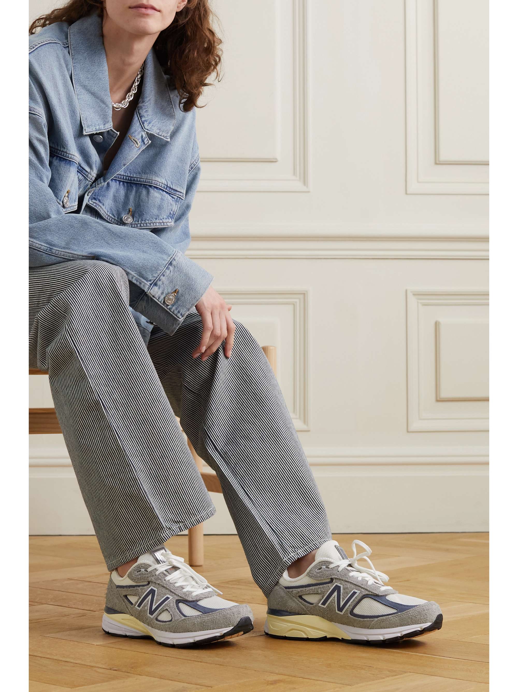 NEW BALANCE MADE in USA 990v4 mesh and leather-trimmed suede sneakers ...