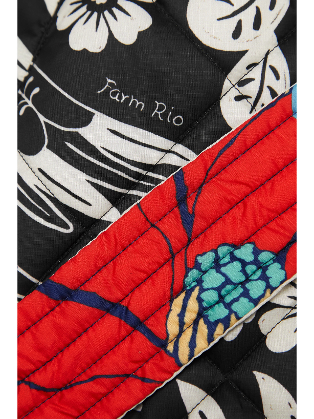 Farm Rio Reversible Belted Quilted Shell Jacket In Black | ModeSens