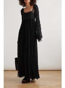 CHLOÉ Embroidered silk-chiffon and wool maxi dress | NET-A-PORTER