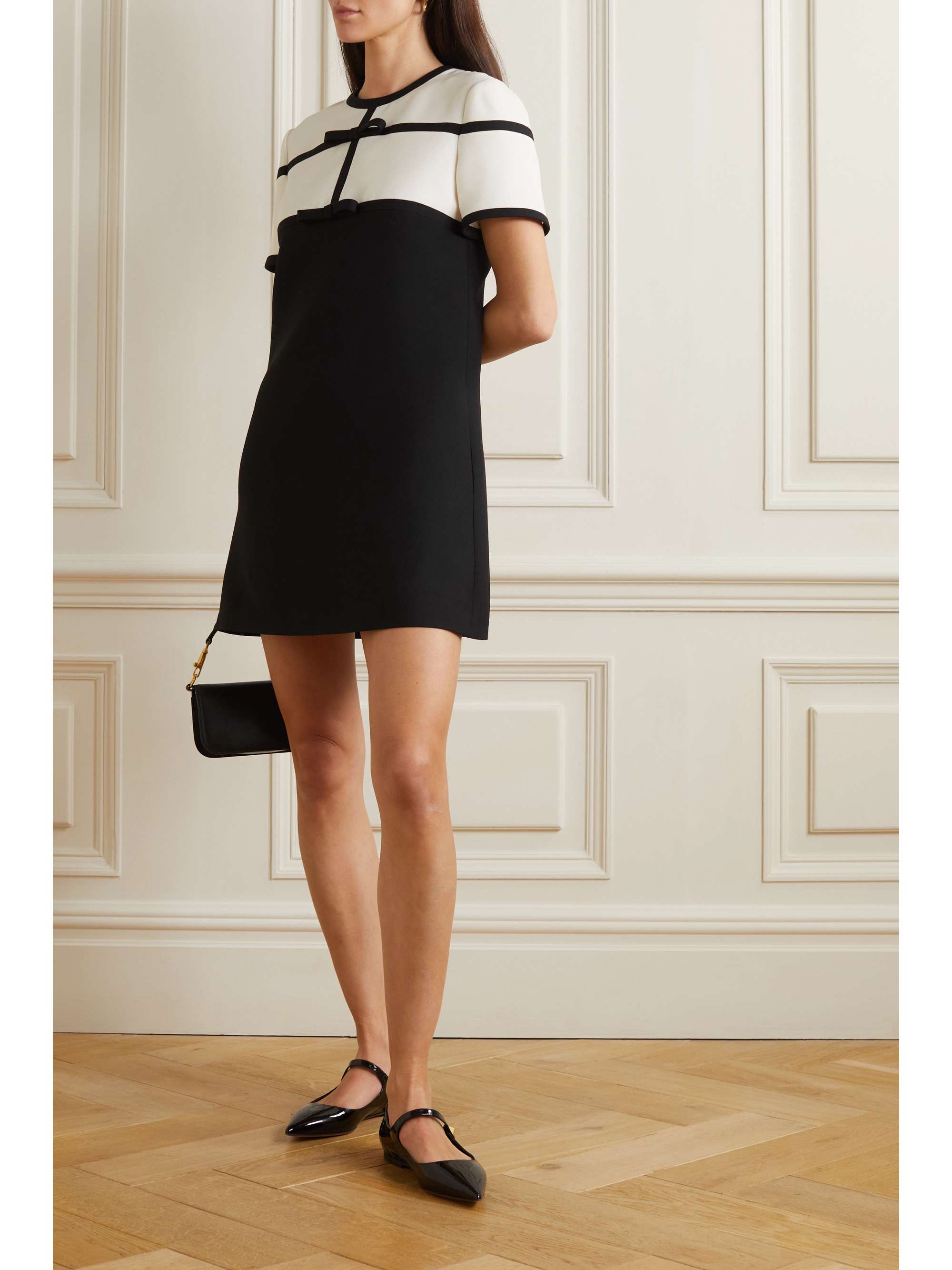 Valentino Garavani Bow Detailed Wool And Silk Blend Crepe Mini Dress
