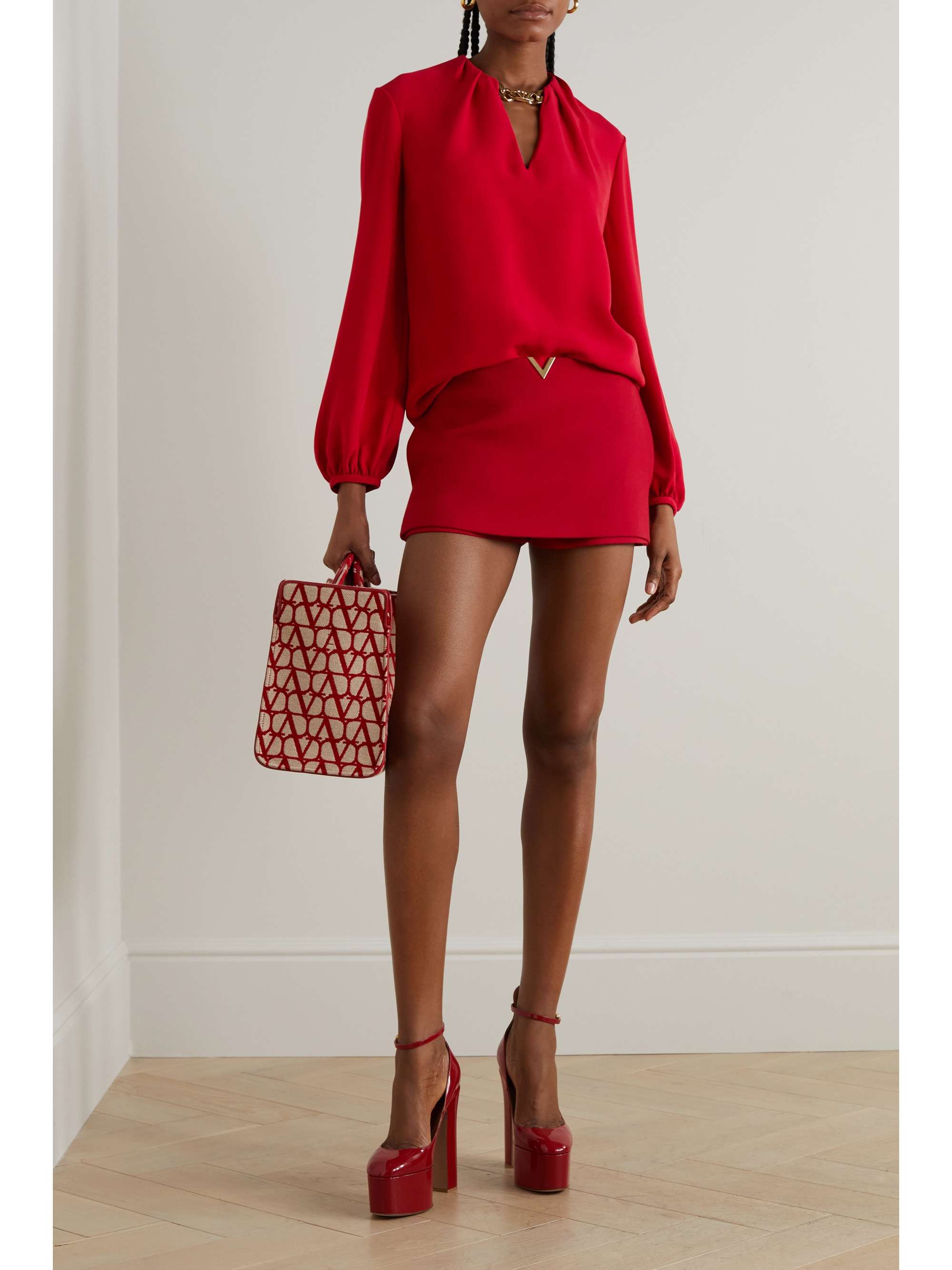 Valentino Garavani Embellished Wool Blend Crepe Shorts Net A Porter